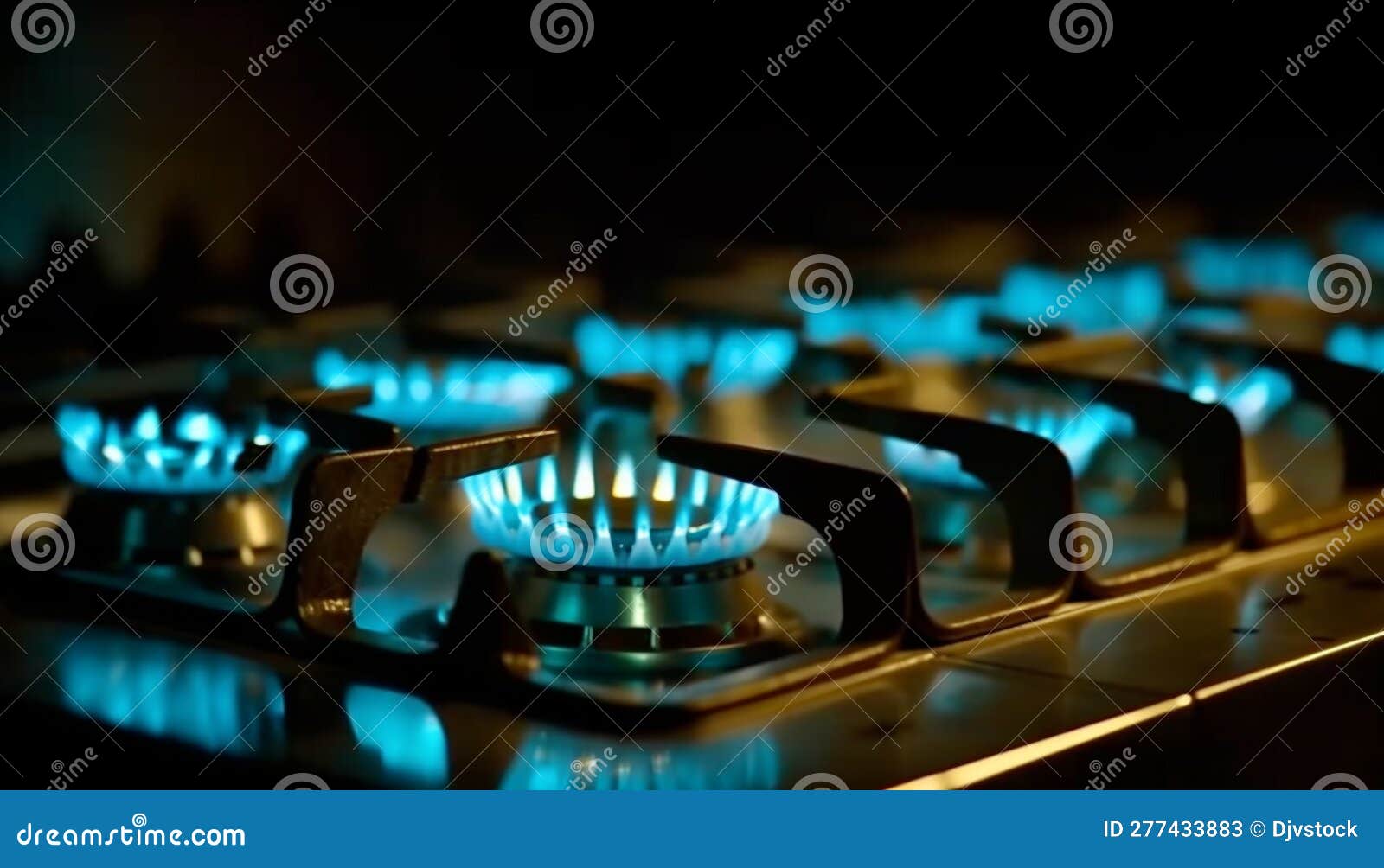 Glowing Blue Flame on Stove Top Burner Generated by AI Stock ...