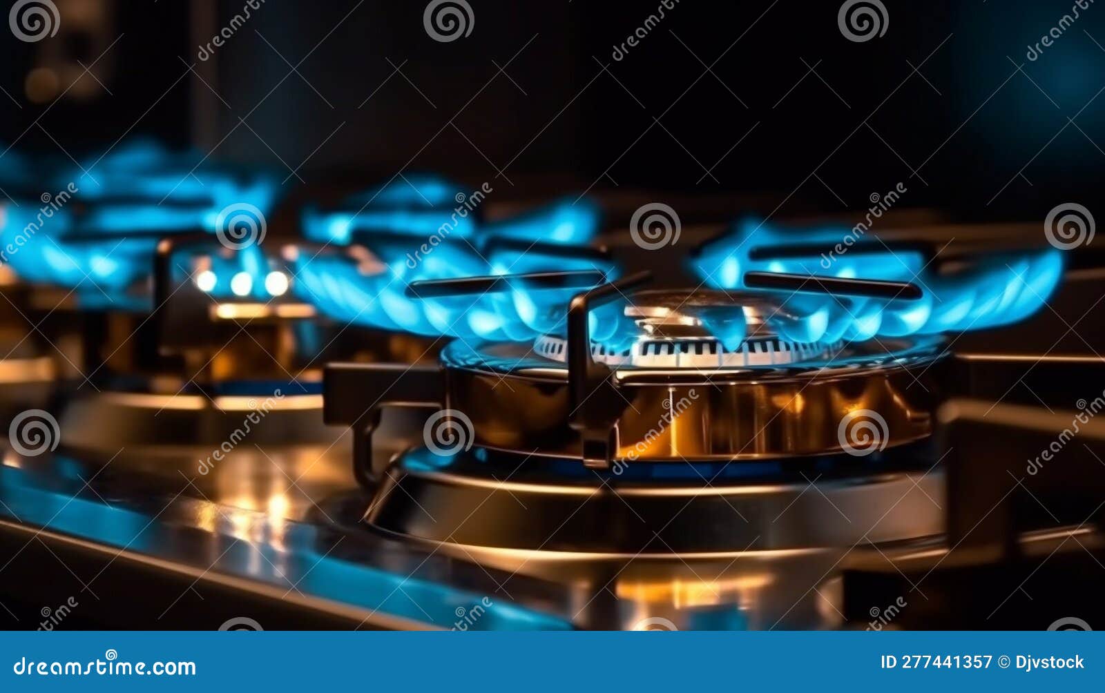 Glowing Blue Flame on Stove Top Burner Generated by AI Stock ...