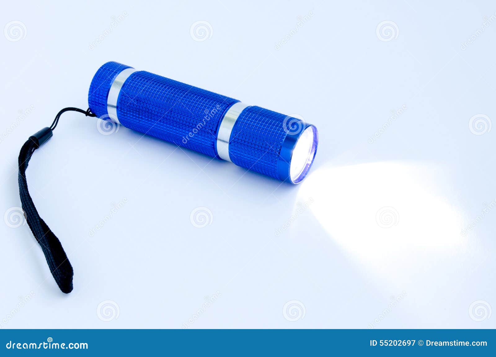 Glowing blue flashlight stock image. Image of light, white - 55202697