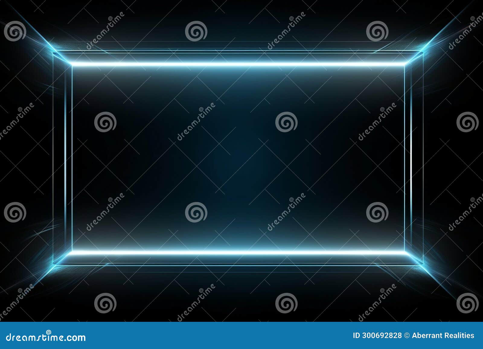 A Glowing Blue Frame with Glowing Lines on a Black Background Stock ...