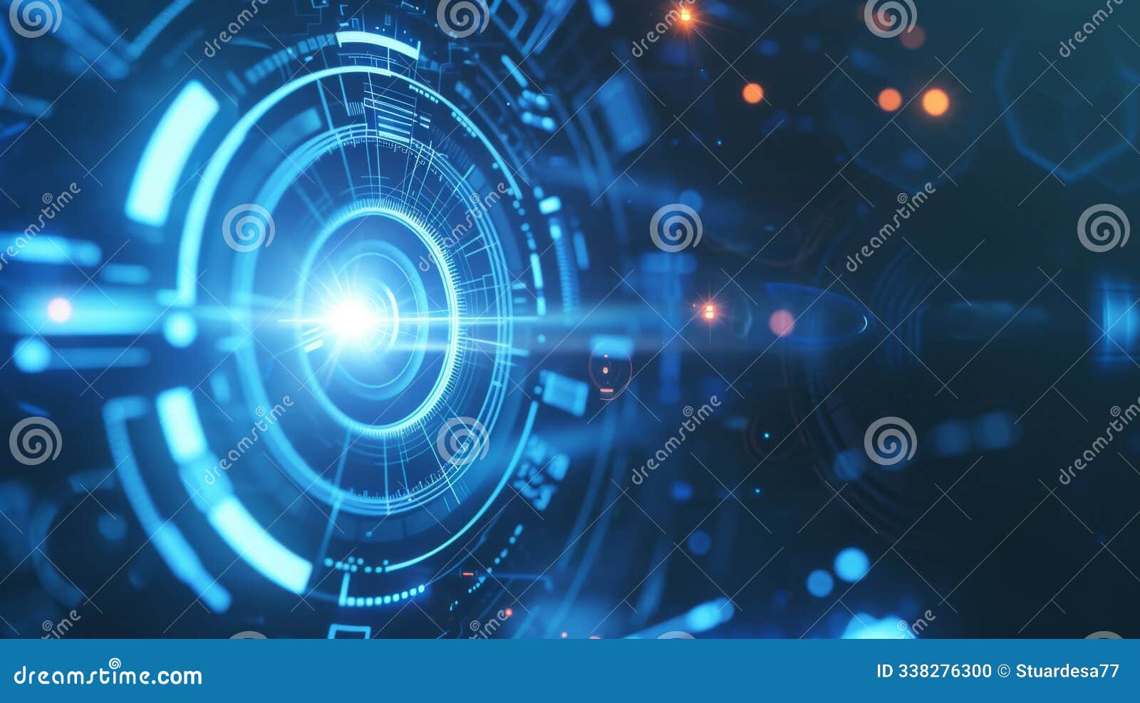 Glowing Blue Futuristic Interface with Circular Data Visualization ...