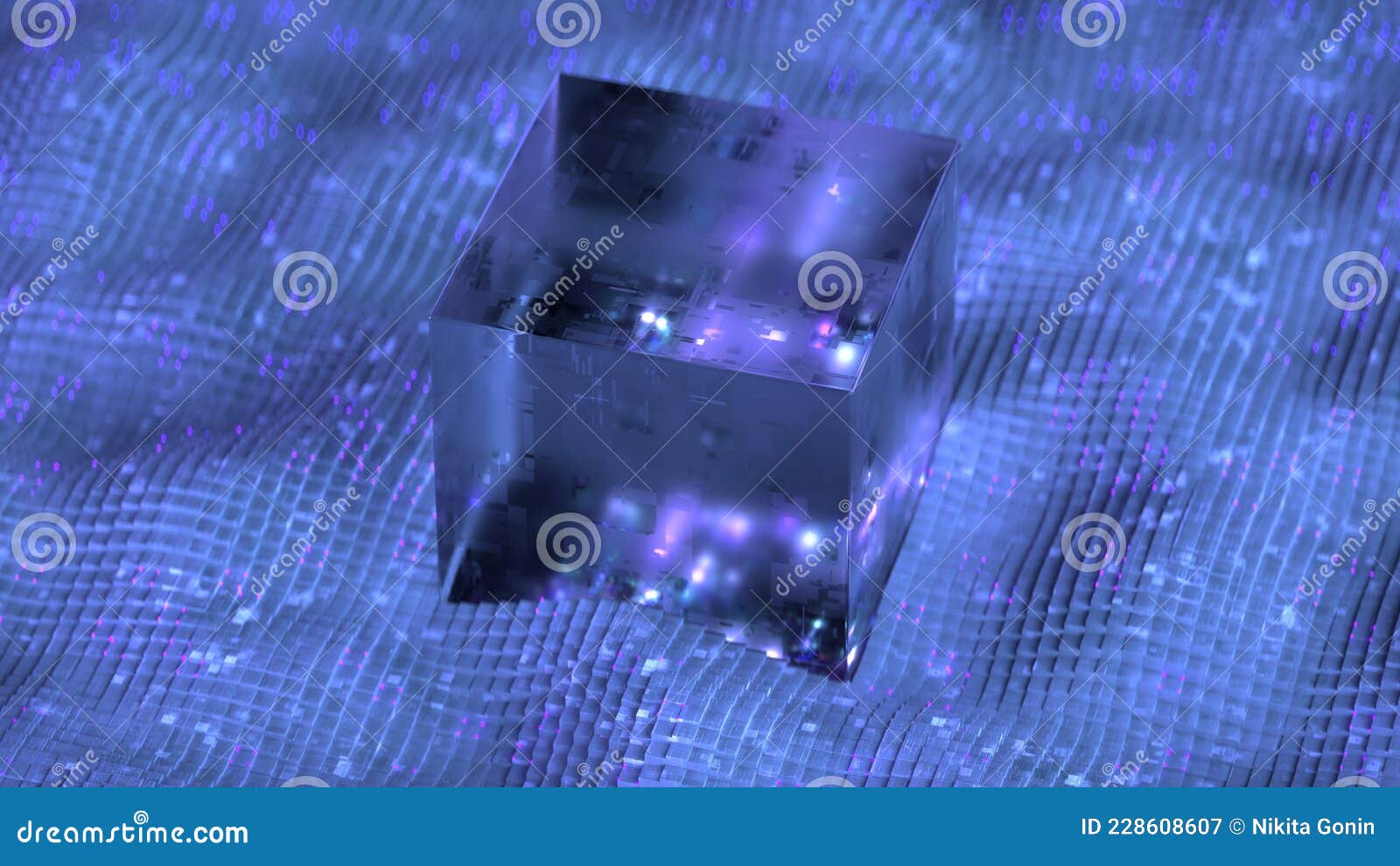 Glowing Blue Glass Cube 3D Render Illustration Stock Illustration ...