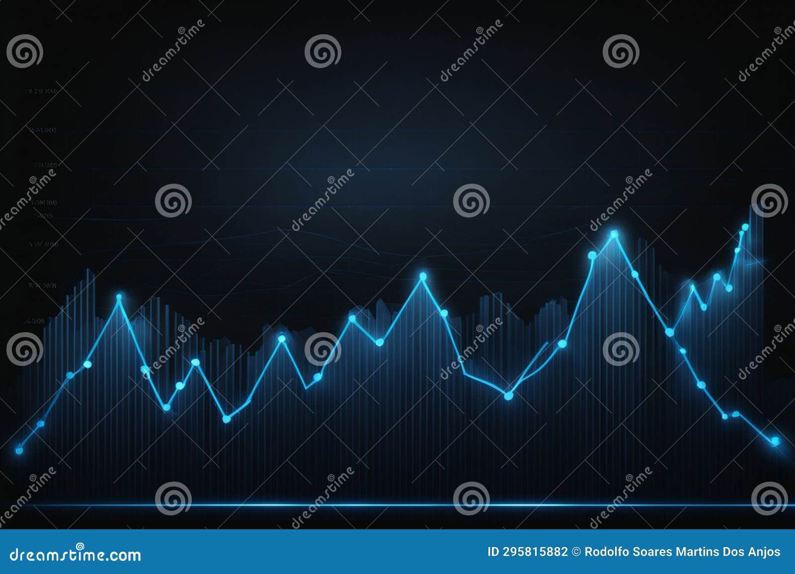 Glowing Blue Graph Line Ascending Stock Illustration - Illustration of ...