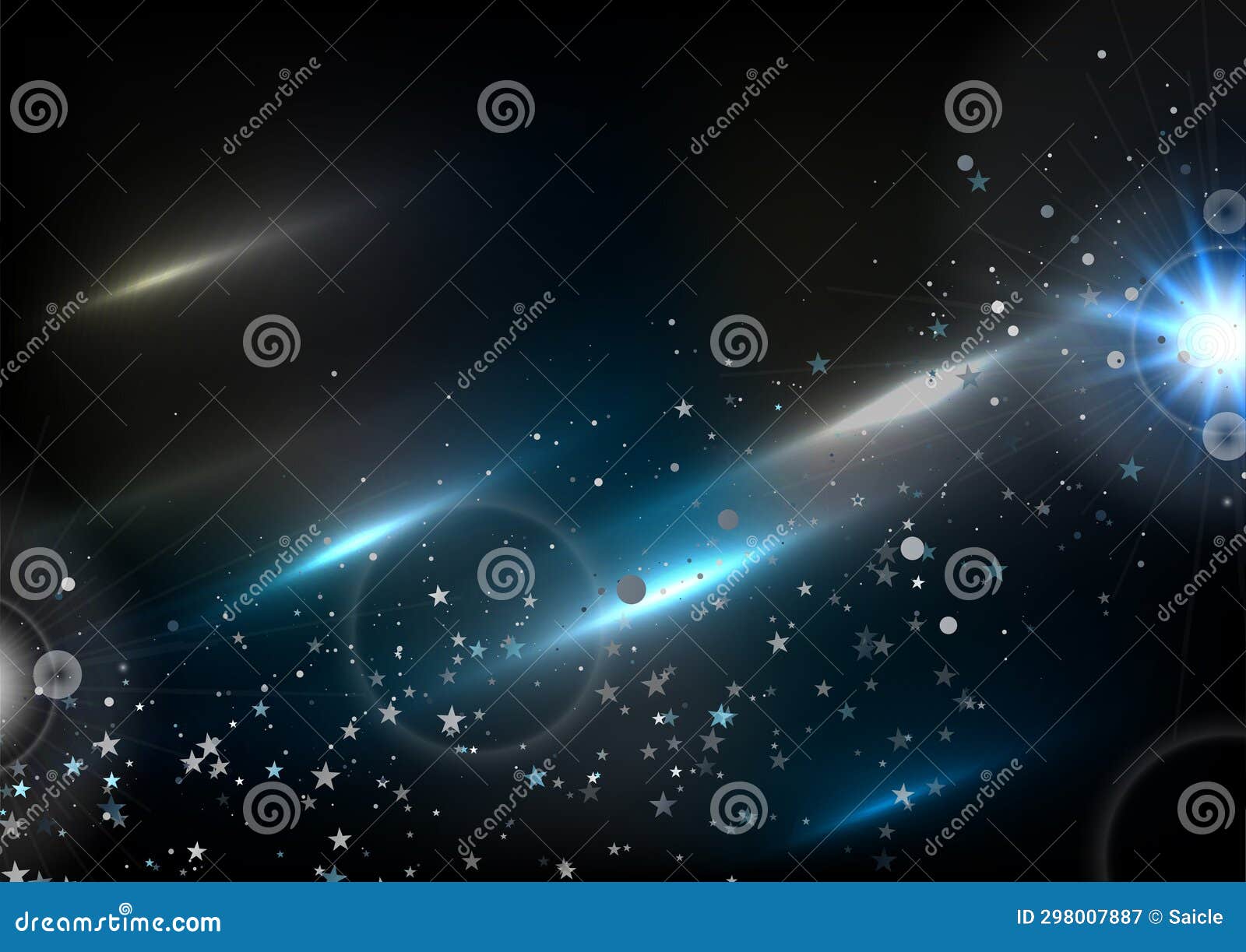 Glowing Blue and Grey Stars and Particles Abstract Background Stock ...