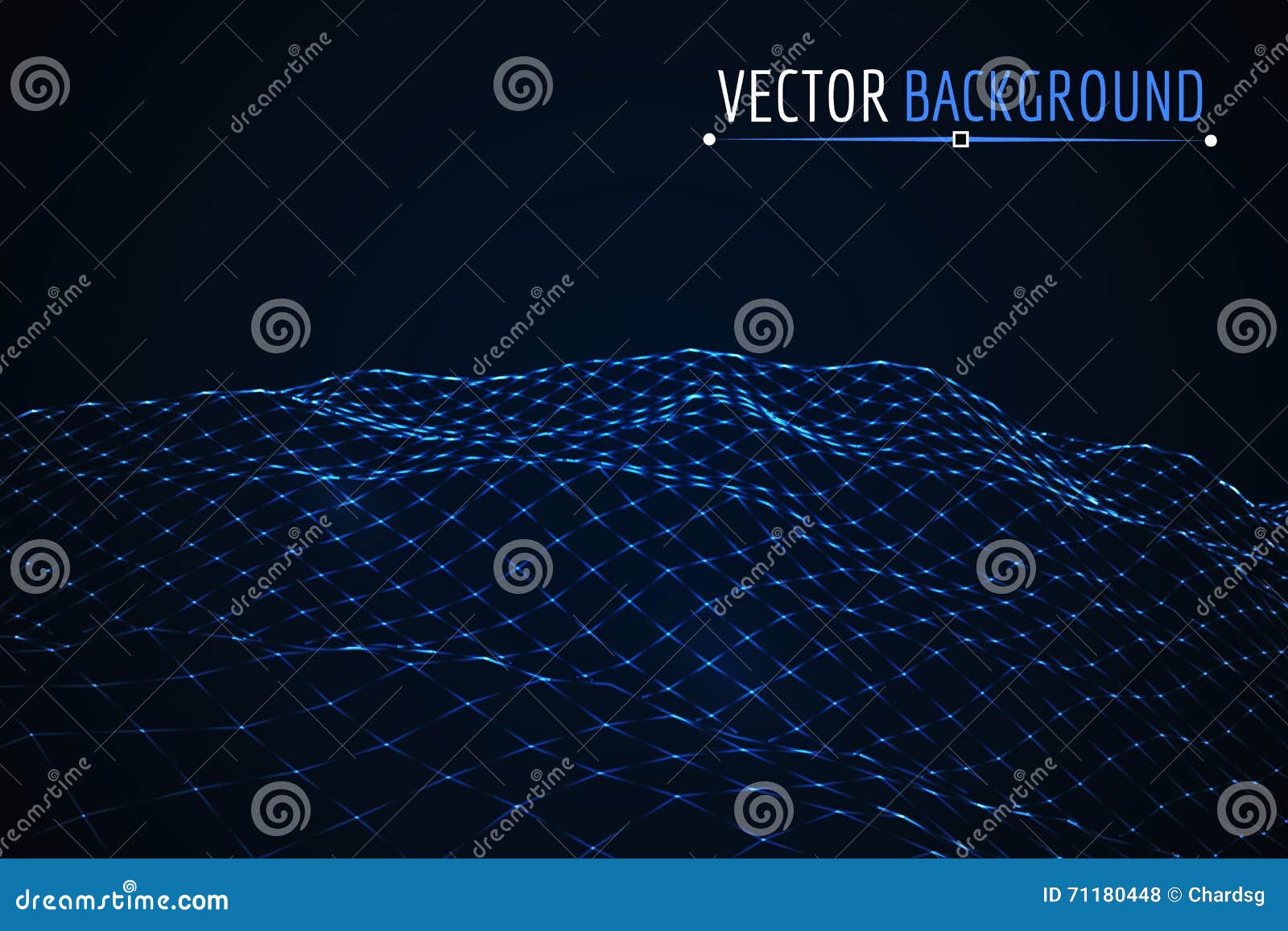 Glowing Blue Grid Landscape. Vector . Stock Vector - Illustration of ...