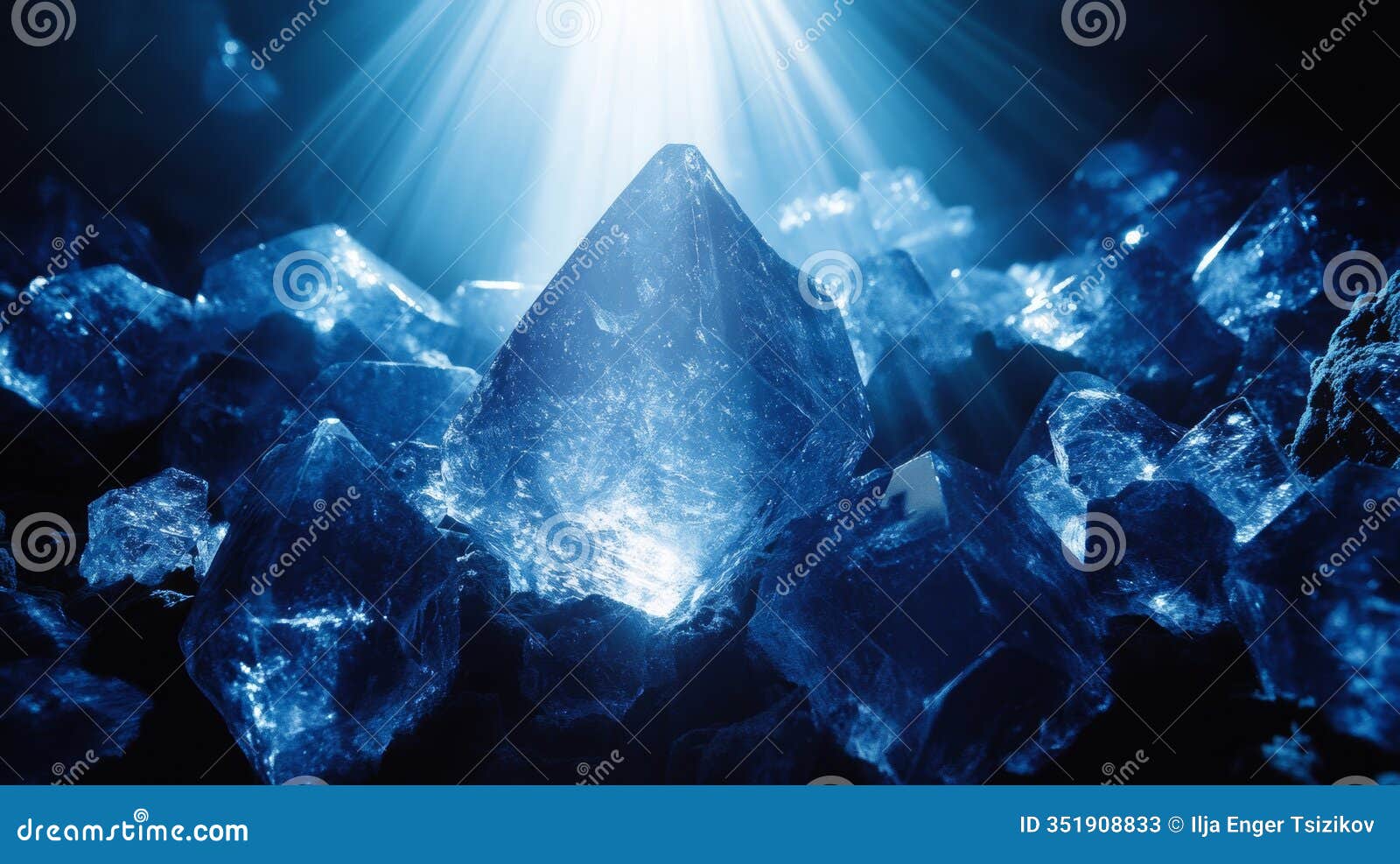 Glowing Blue Ice Crystal, Abstract Frozen Background with Sparkling ...