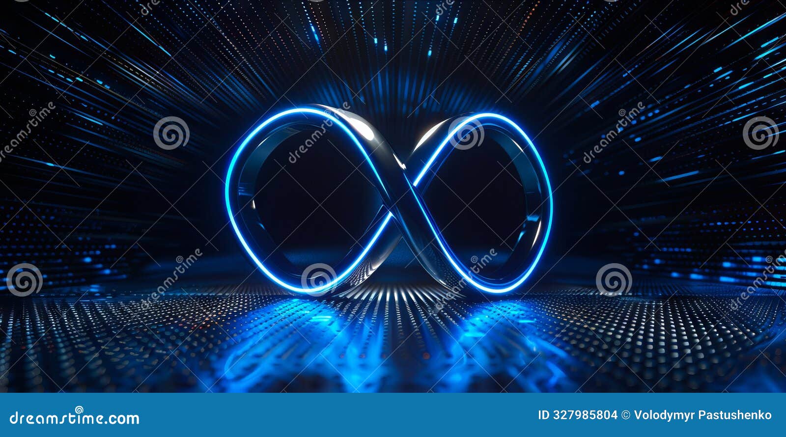 A Glowing Blue Infinity Symbol on a Dark Background Stock Photo - Image ...