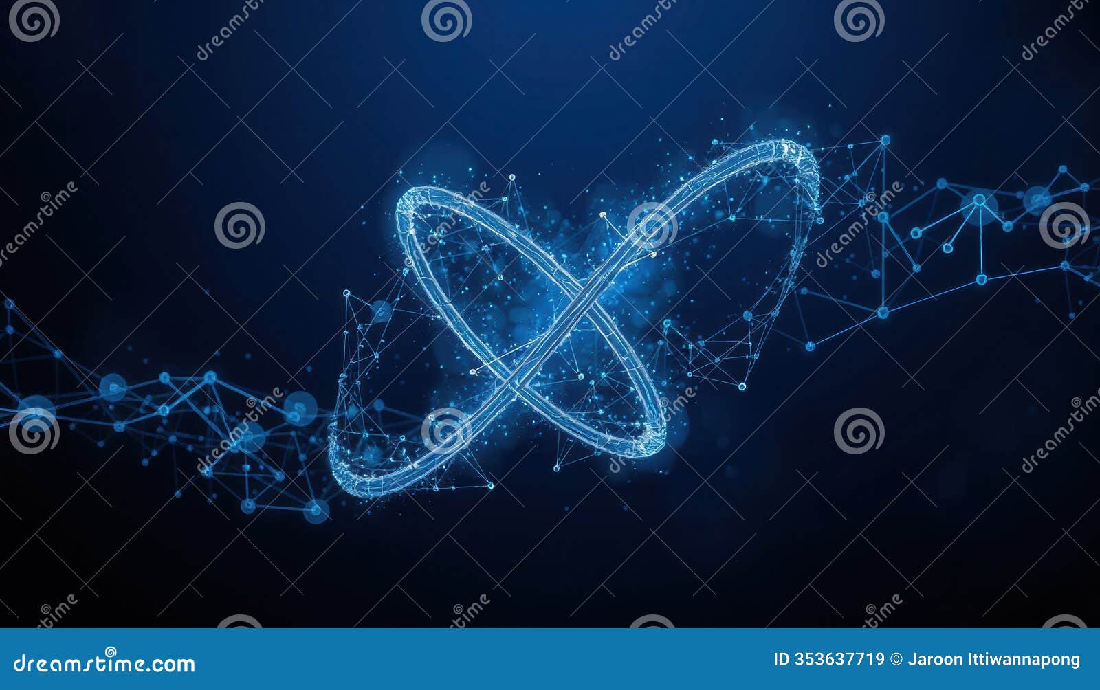 Glowing Blue Infinity Symbol with Interconnected Nodes and Lines on ...