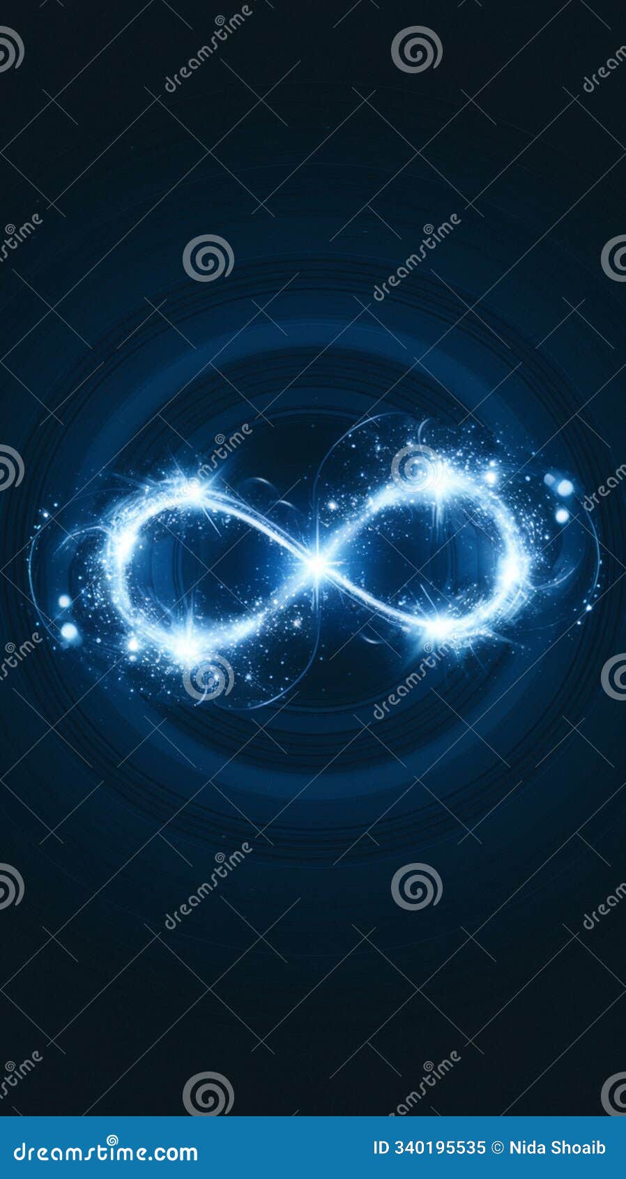 Glowing Blue Infinity Symbol Radiates Concentric Circles, Creating an ...