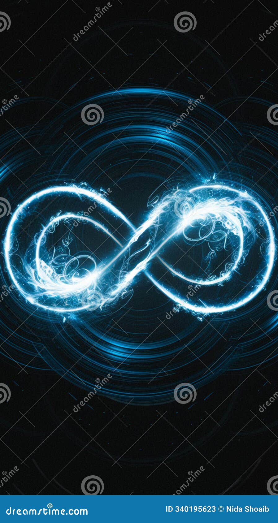 Glowing Blue Infinity Symbol with Radiating Concentric Circles ...