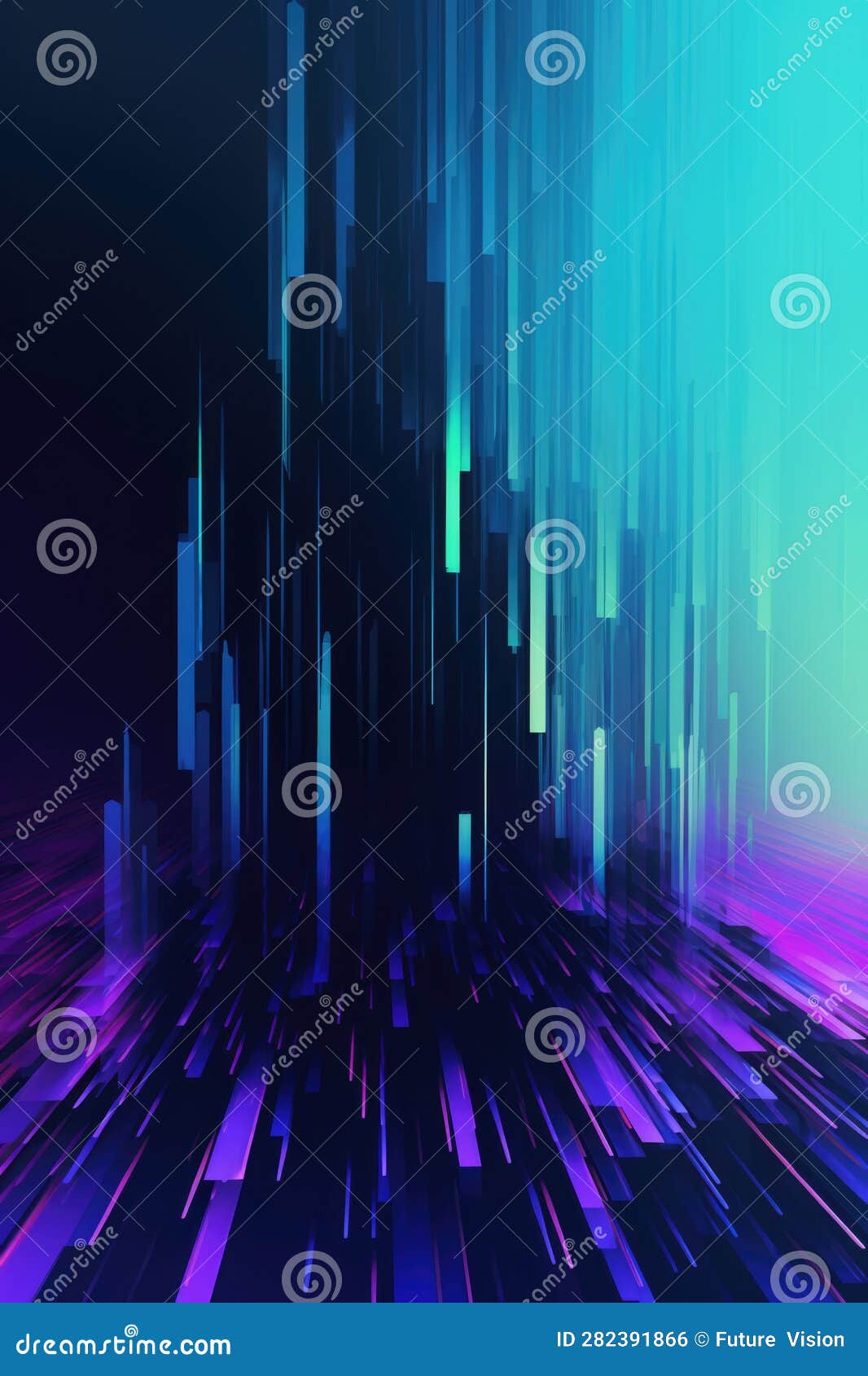Glowing Blue Interference Lines and Lights on Black, Created Using ...