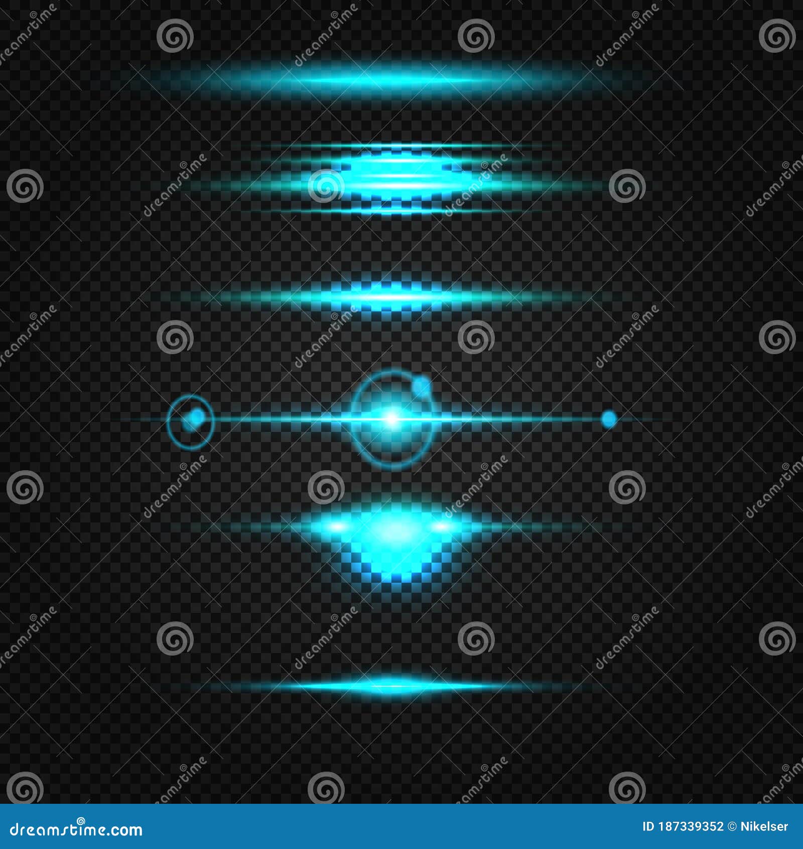 Glowing Blue Light Effects Isolated on Transparent Background. Abstract ...