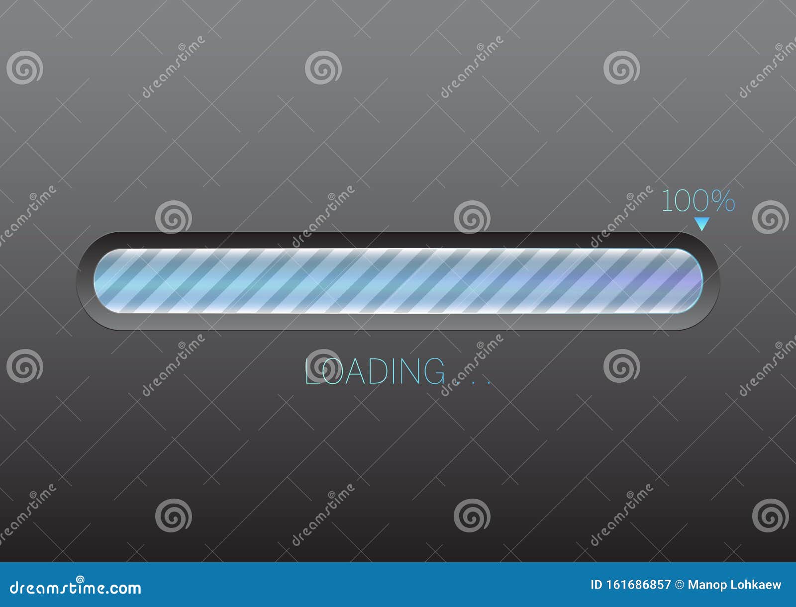 Glowing Blue Light Progress Loading Bar 100 Vector Illustration Stock ...