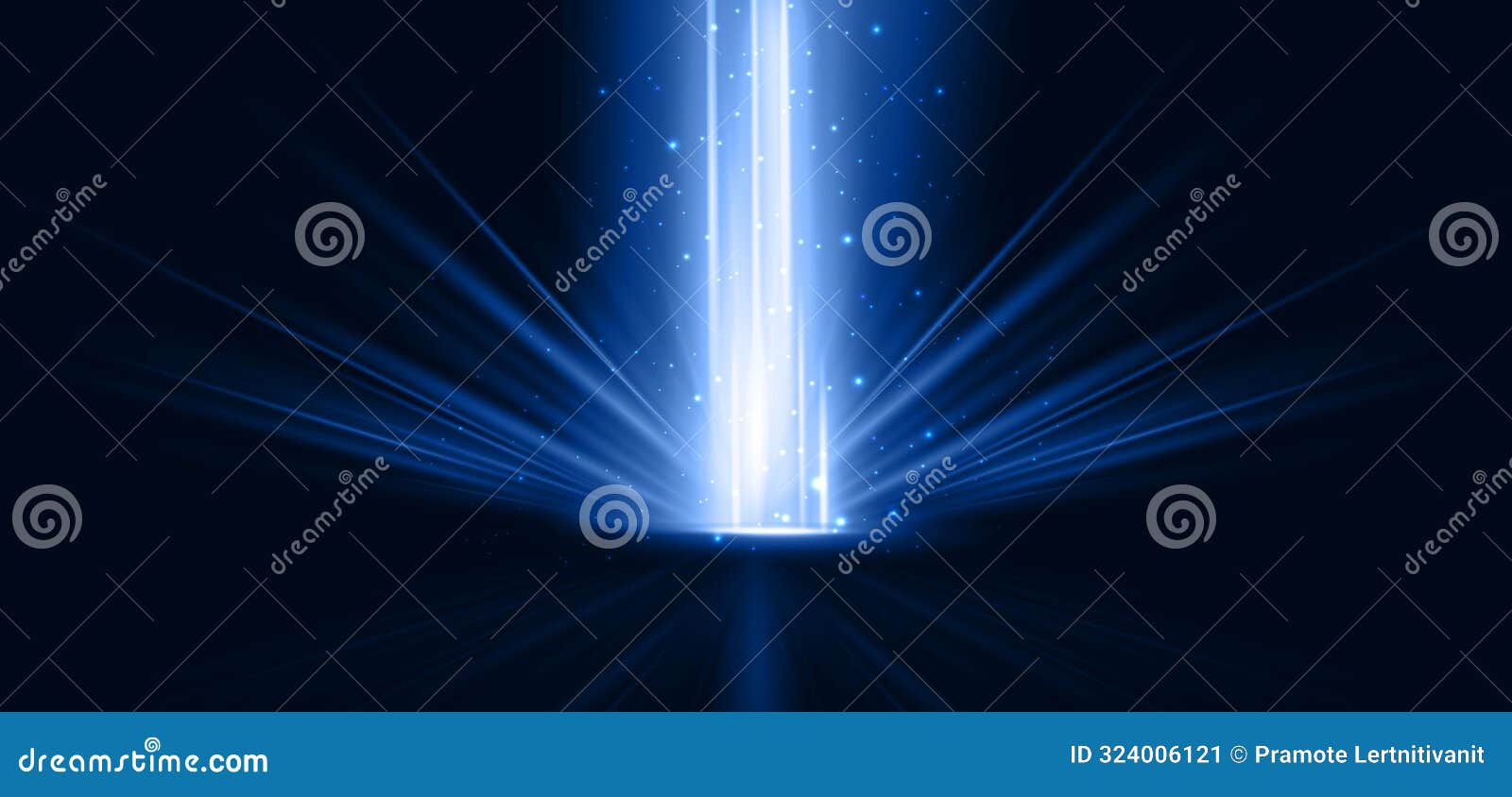 Glowing Blue Light Ray with on Dark Blue Background and Lighting ...