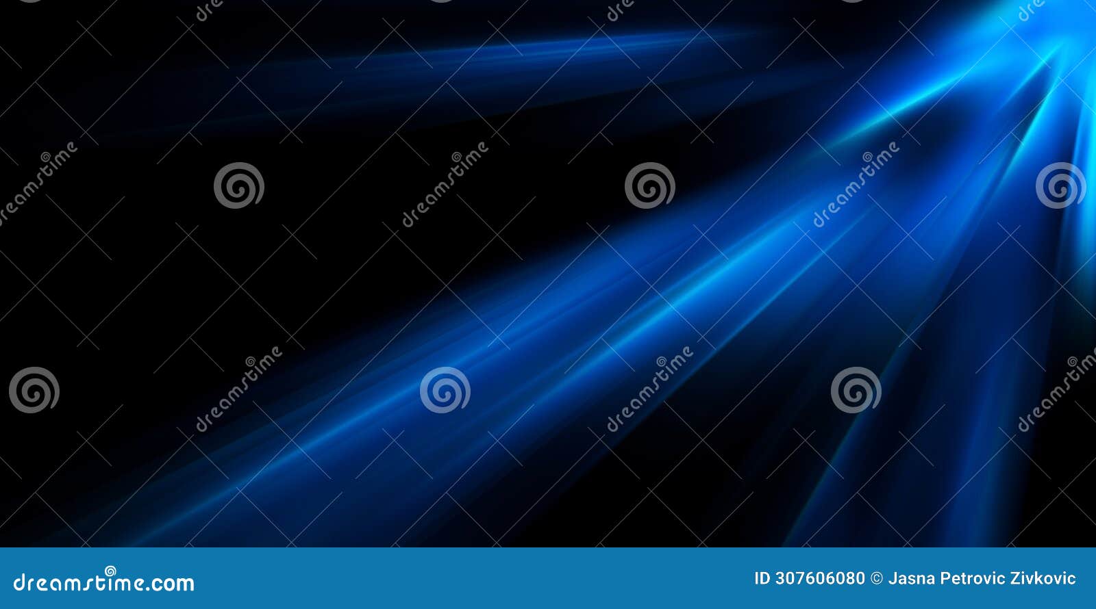 Glowing Blue Light Rays on a Black Abstract Background Stock ...