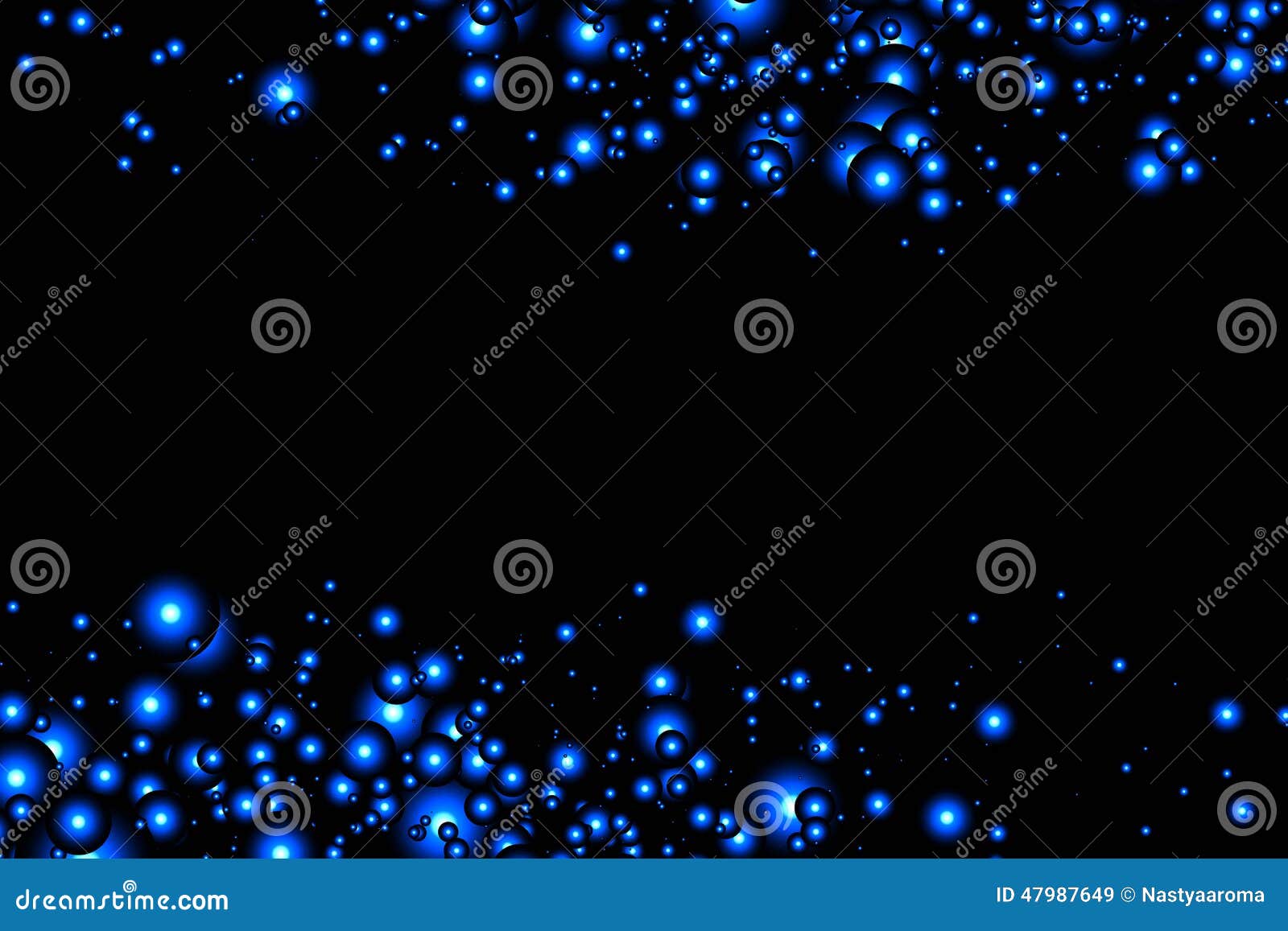 Glowing Blue Lights on a Black Background Stock Vector - Illustration ...