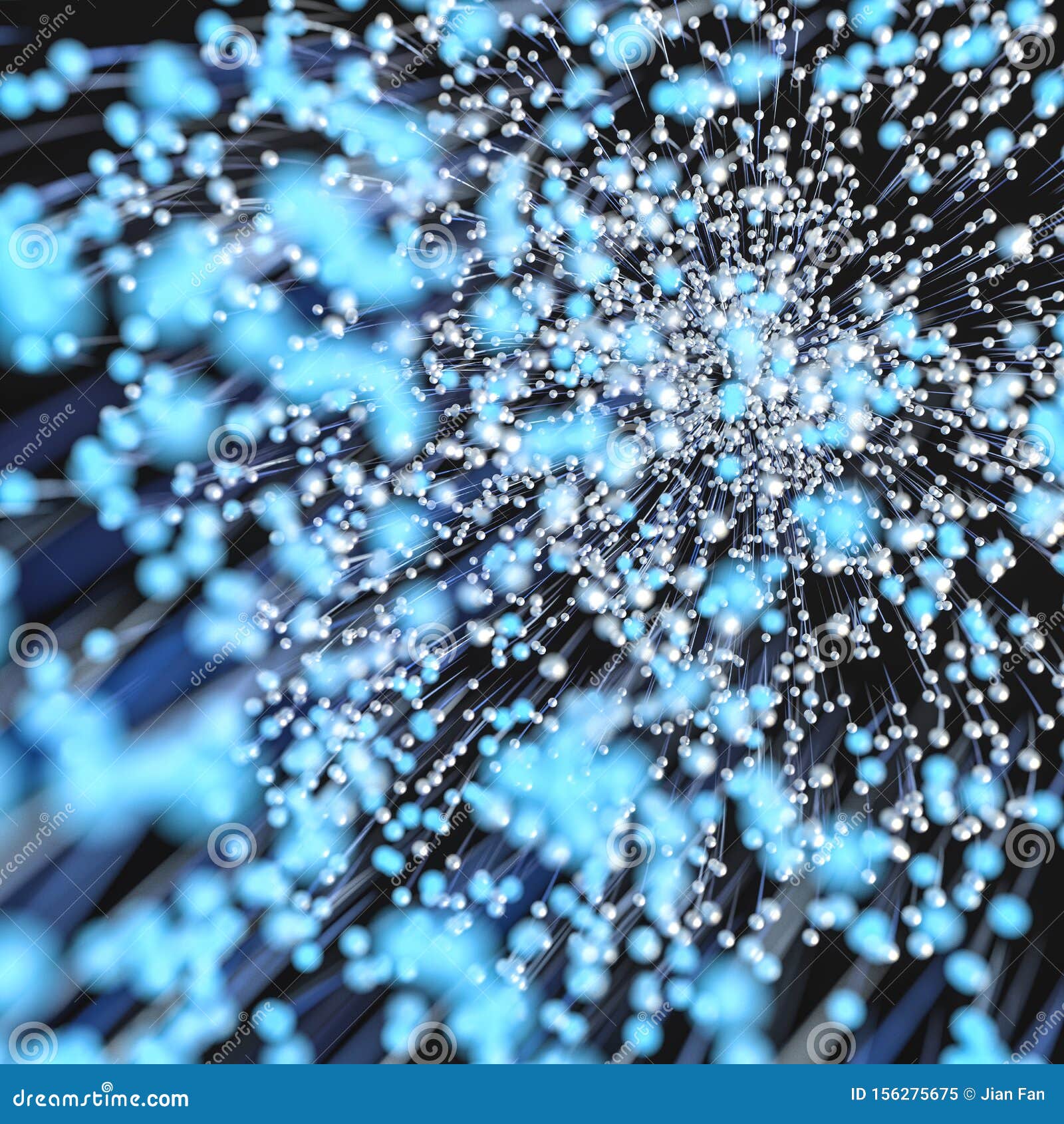 Glowing Blue Lines and Dots with Dark Background, 3d Rendering Stock ...