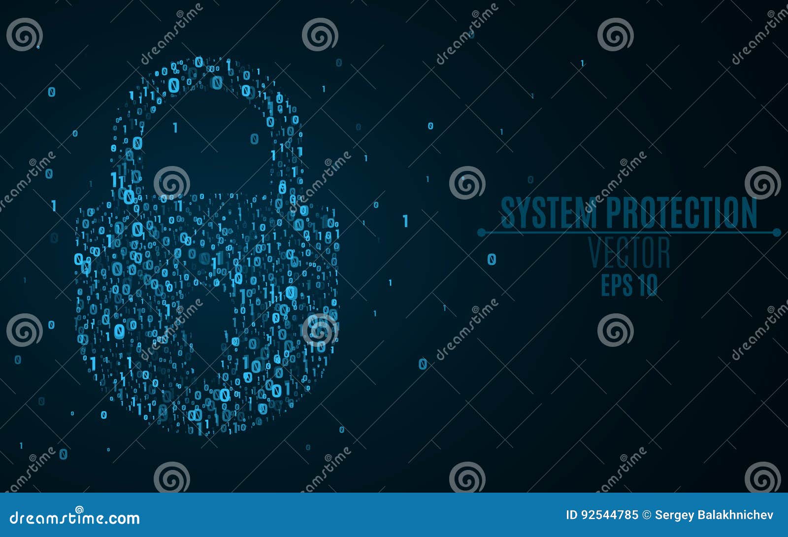 A Glowing Blue Lock From The Binary Code. High Technology In Design ...
