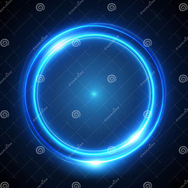Glowing Blue Neon Ring with Light Lines Effect Stock Illustration ...