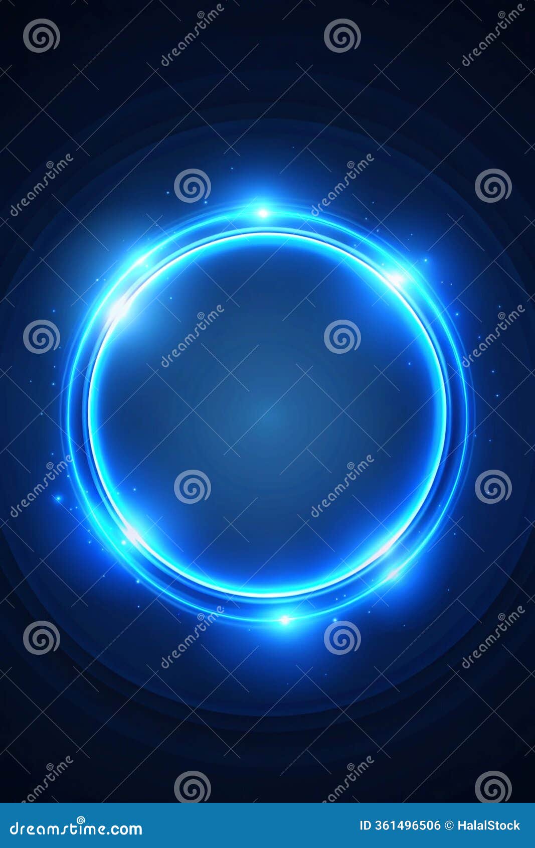 Glowing Blue Neon Ring with Light Lines Effect Stock Illustration ...
