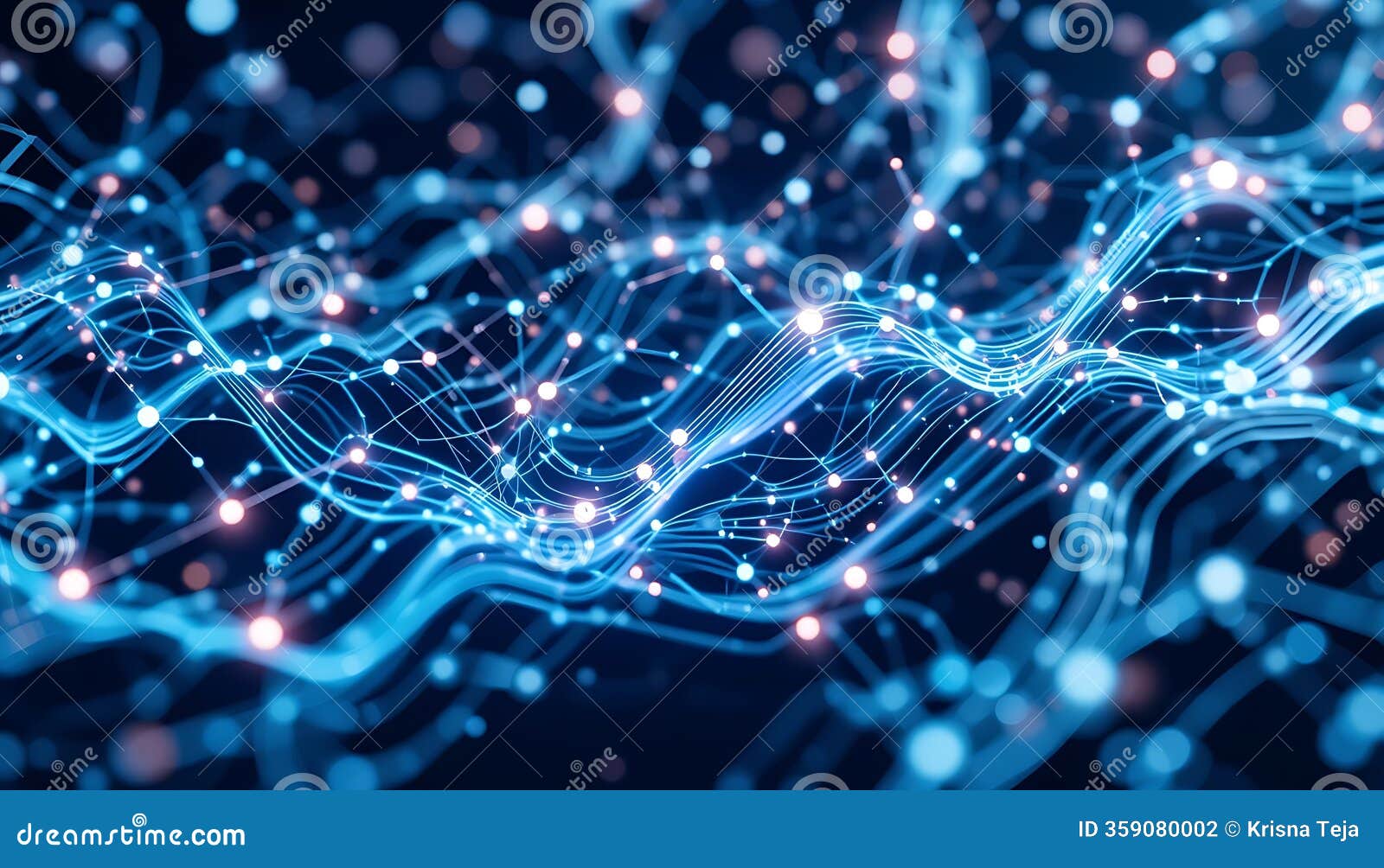 Glowing Blue Network: Abstract Waveform Art Stock Illustration ...