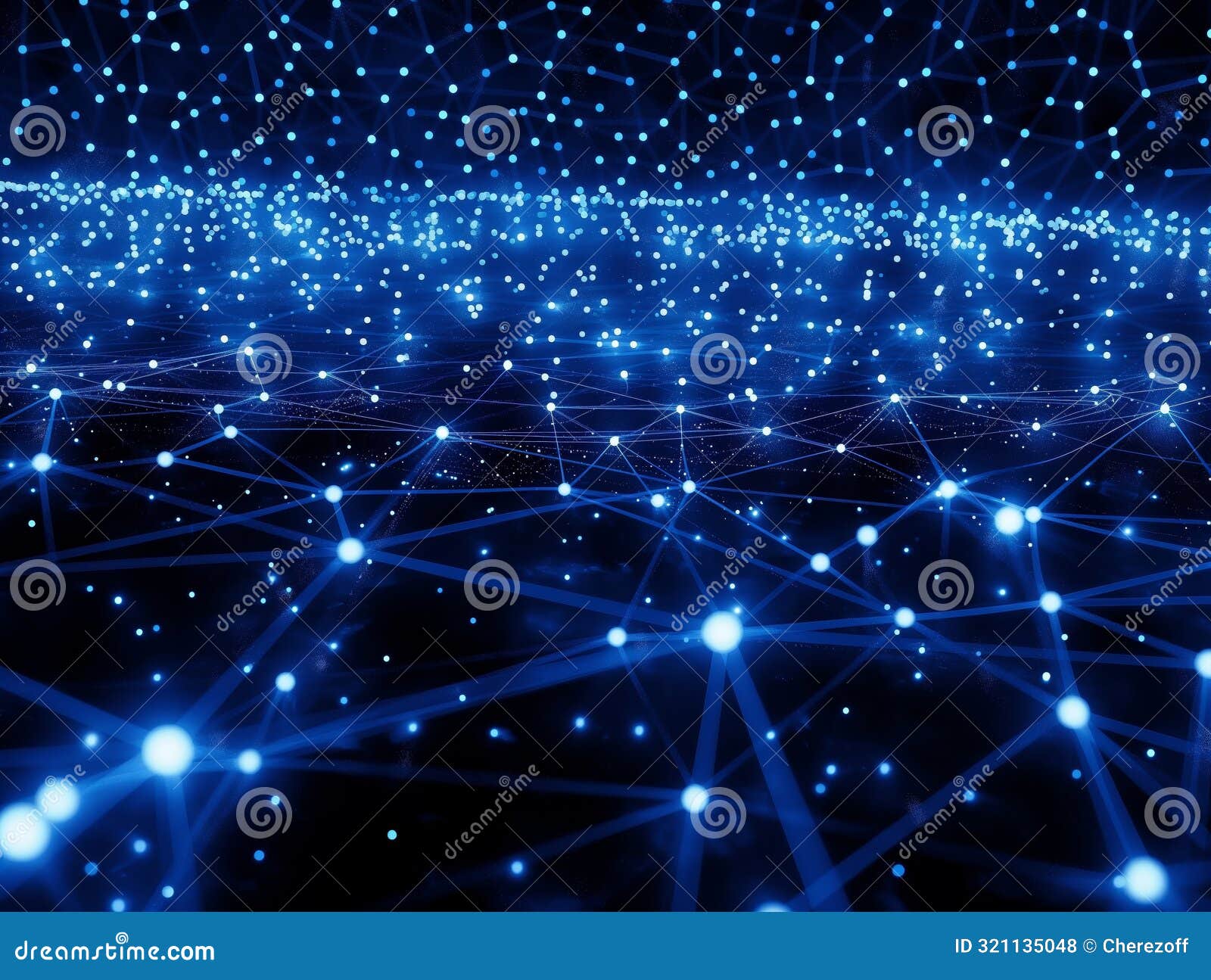 Glowing Blue Network of Connected Nodes Stock Photo - Image of science ...