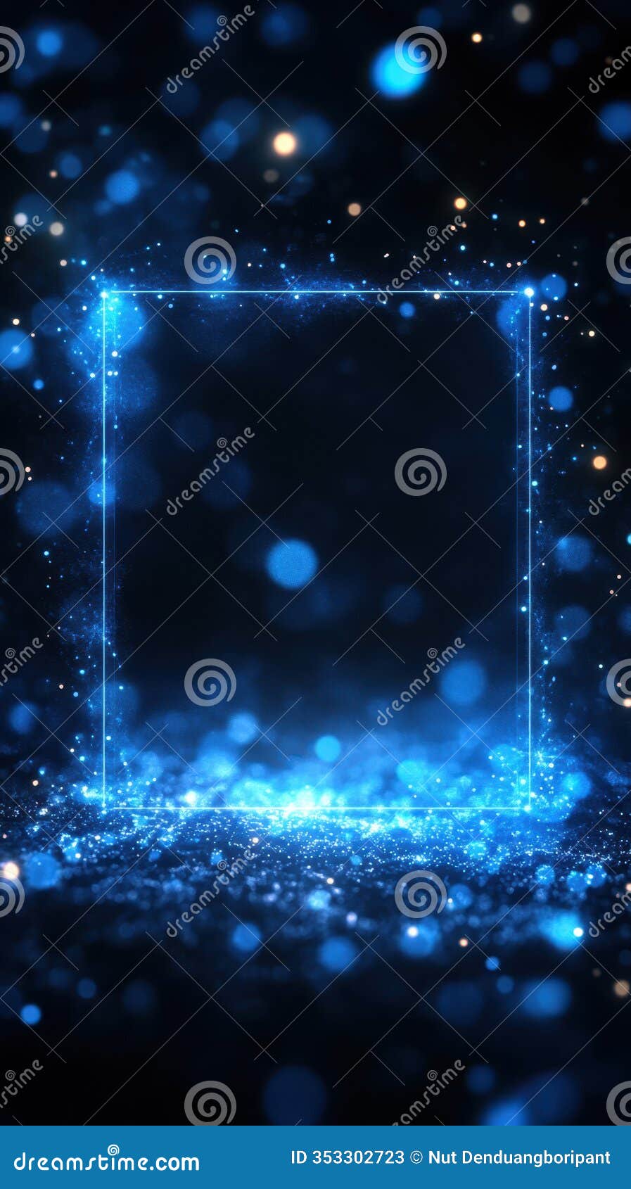 Glowing Blue Particles Create Magical Frame Effect Stock Illustration ...