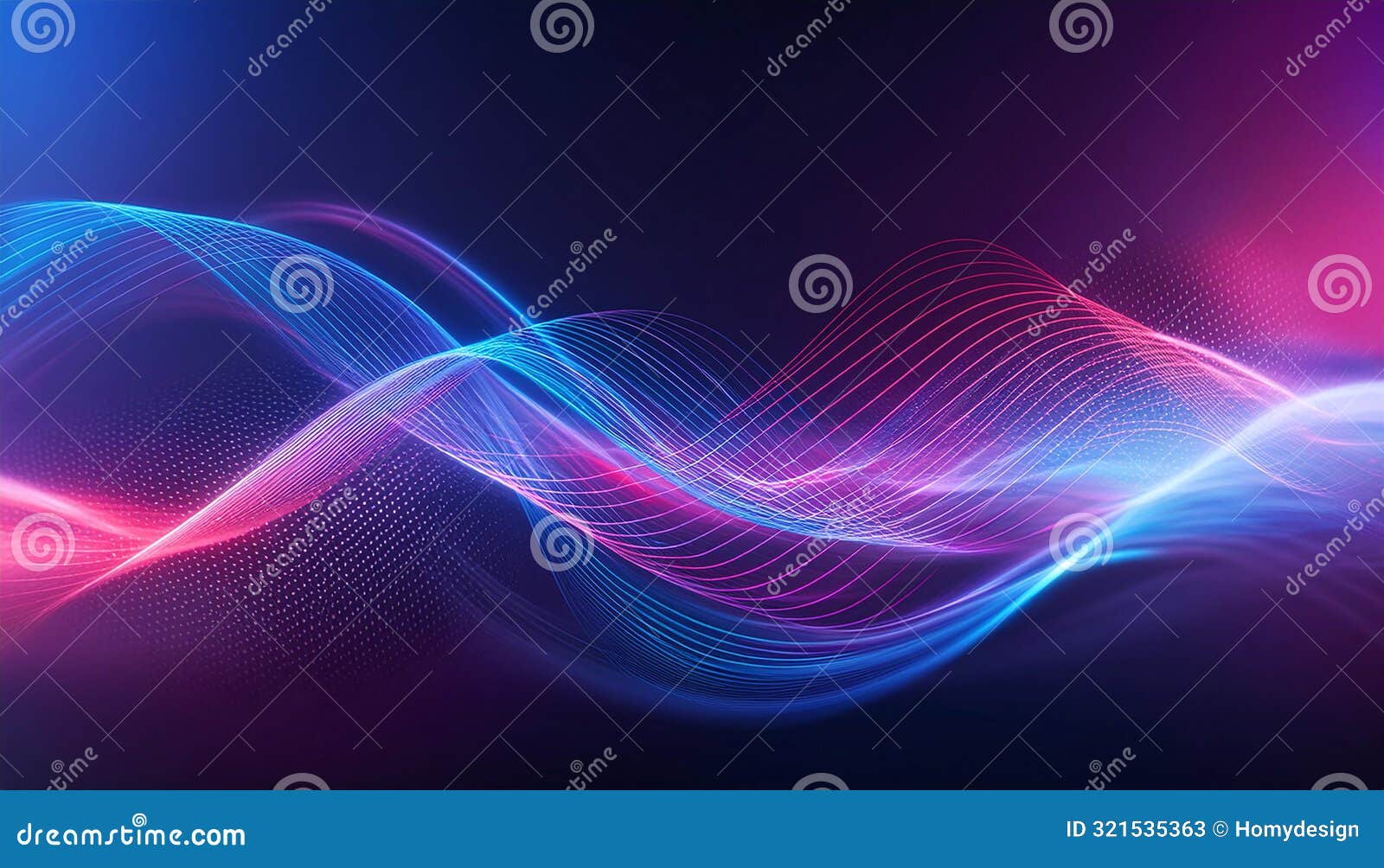 Glowing Blue and Pink Wave Pattern Flowing Across a Dark Background ...