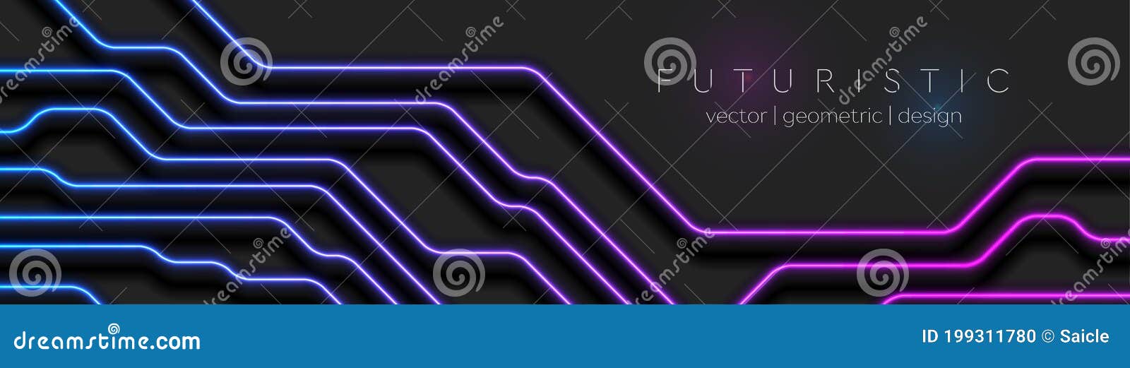 Glowing Blue Purple Neon Circuit Board Lines Background Stock Vector ...