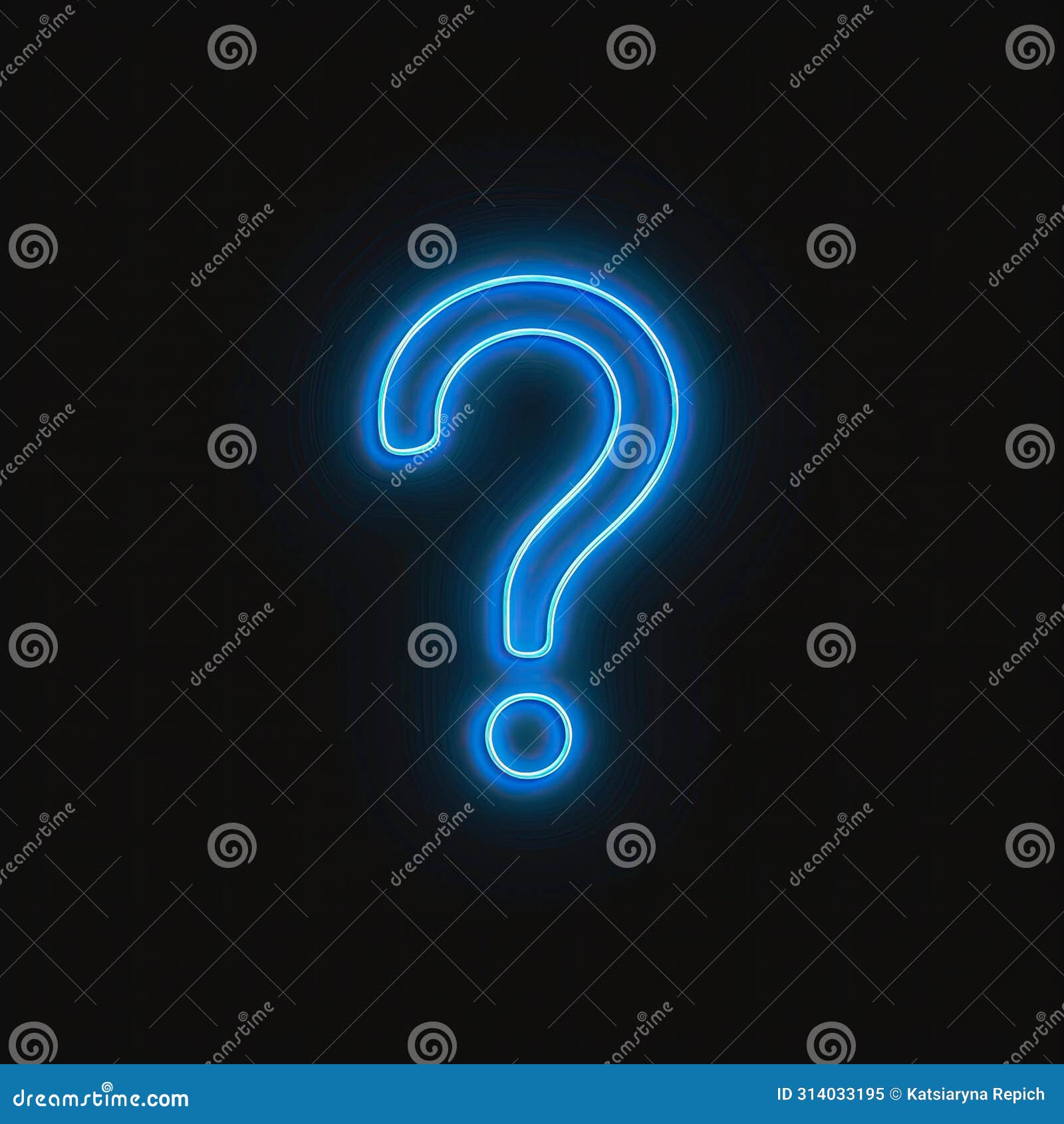 A Glowing Blue Question Mark in Electric Blue Neon Font on a Dark ...
