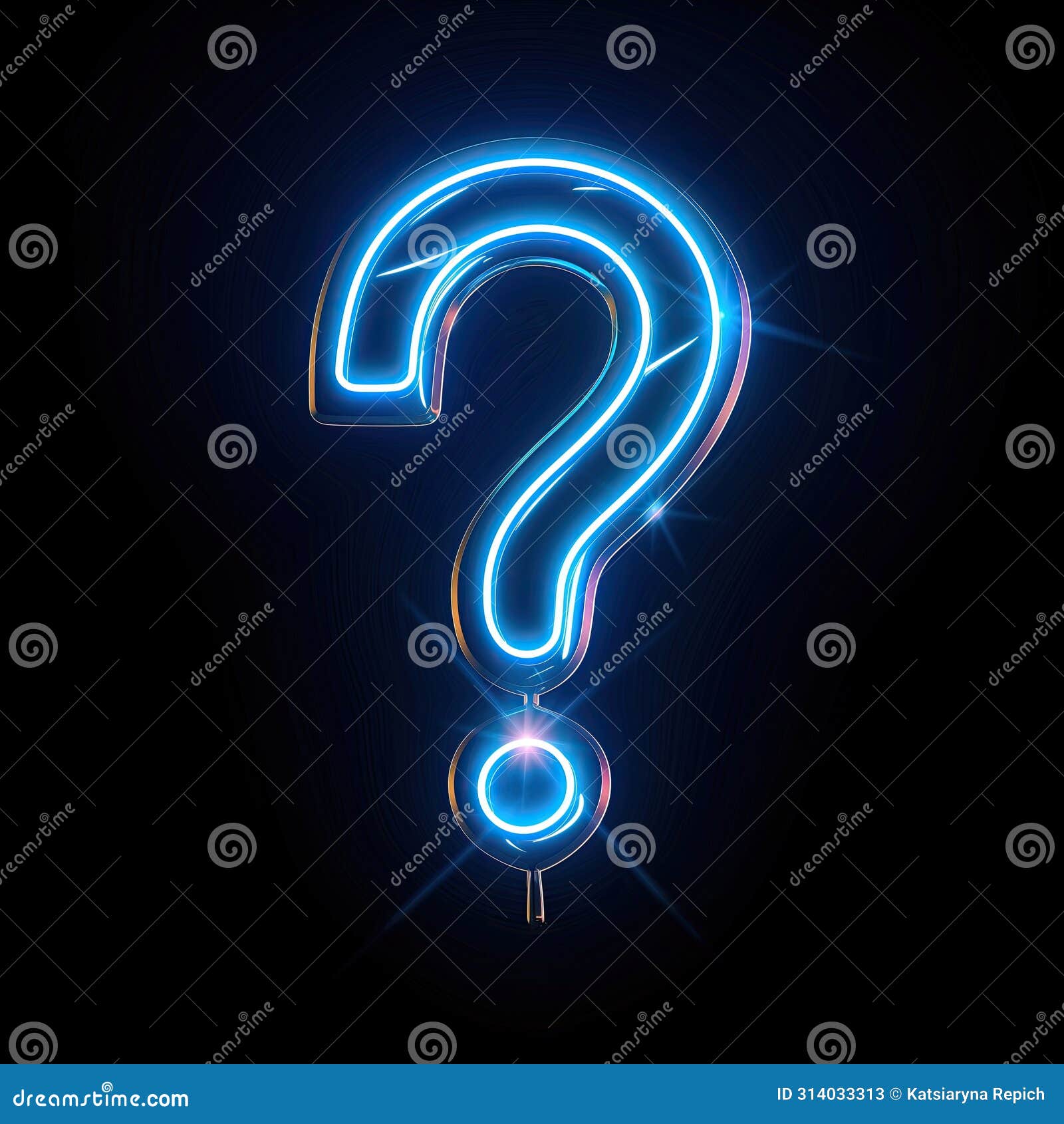 A Glowing Blue Question Mark in Electric Blue Neon Font on a Dark ...