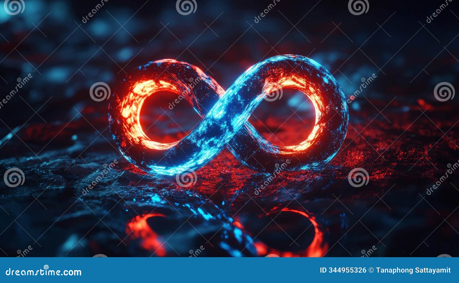 Glowing Blue and Red Infinity Symbol Eternity and Balance Stock ...