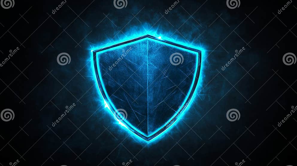 Glowing Blue Shield on Dark Background, Digital Security Concept Stock ...