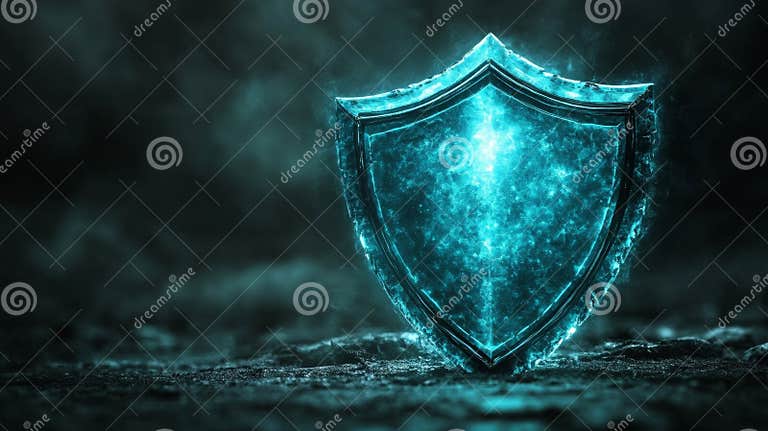 Glowing Blue Shield with Ethereal Background, Digital Security Concept ...
