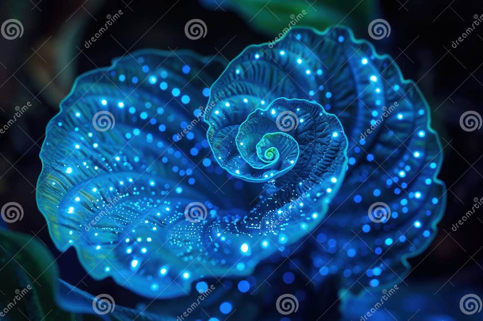Glowing blue spiral shell stock illustration. Illustration of spiral ...
