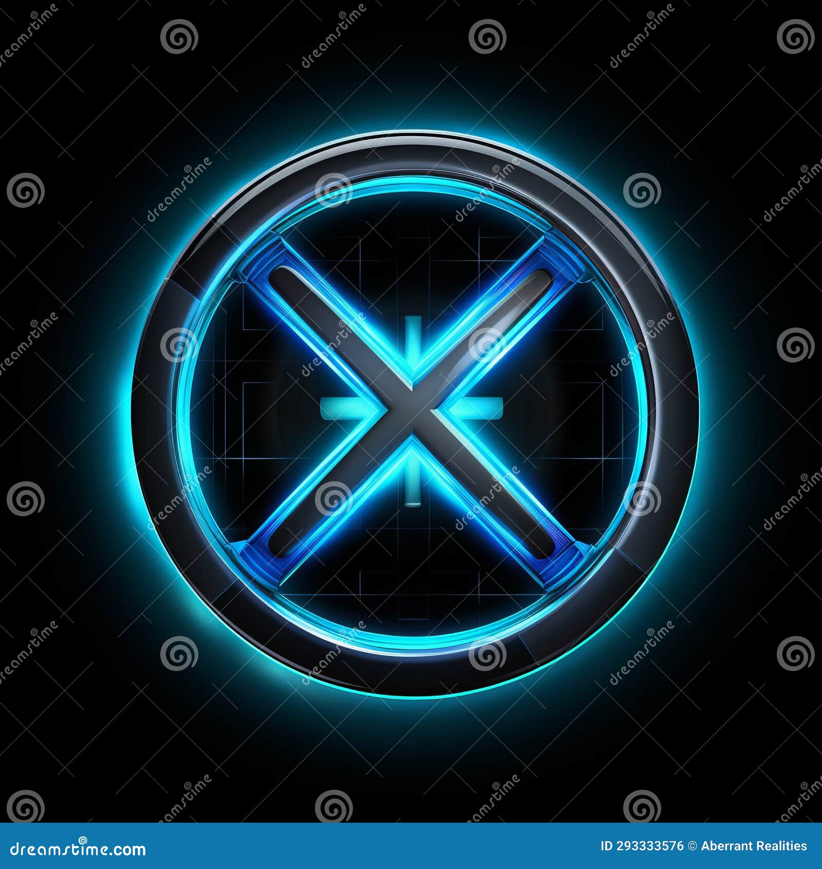 A Glowing Blue X Symbol on a Black Background Stock Illustration ...