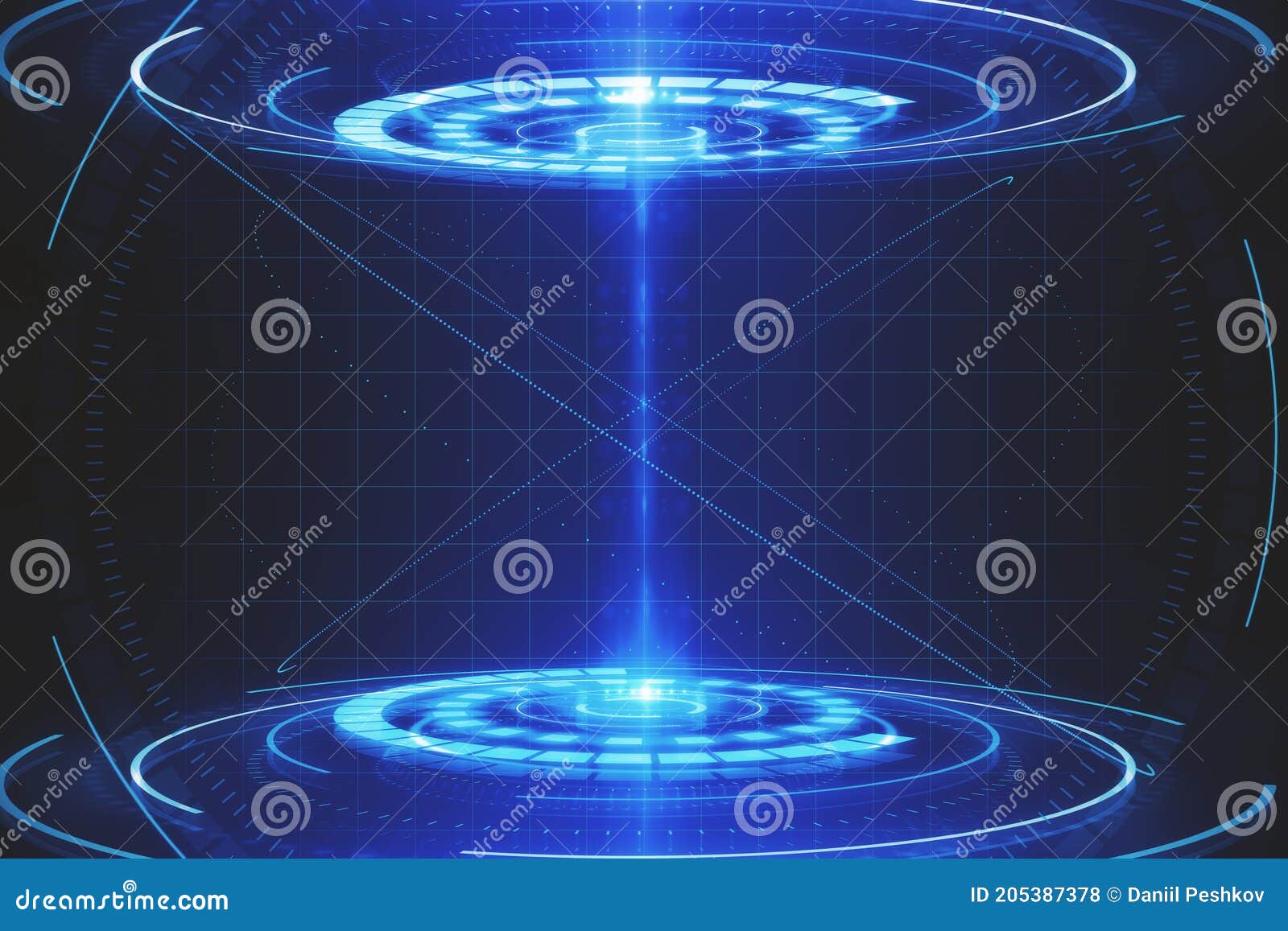 Glowing Blue Teleportation Station Stock Illustration - Illustration of ...