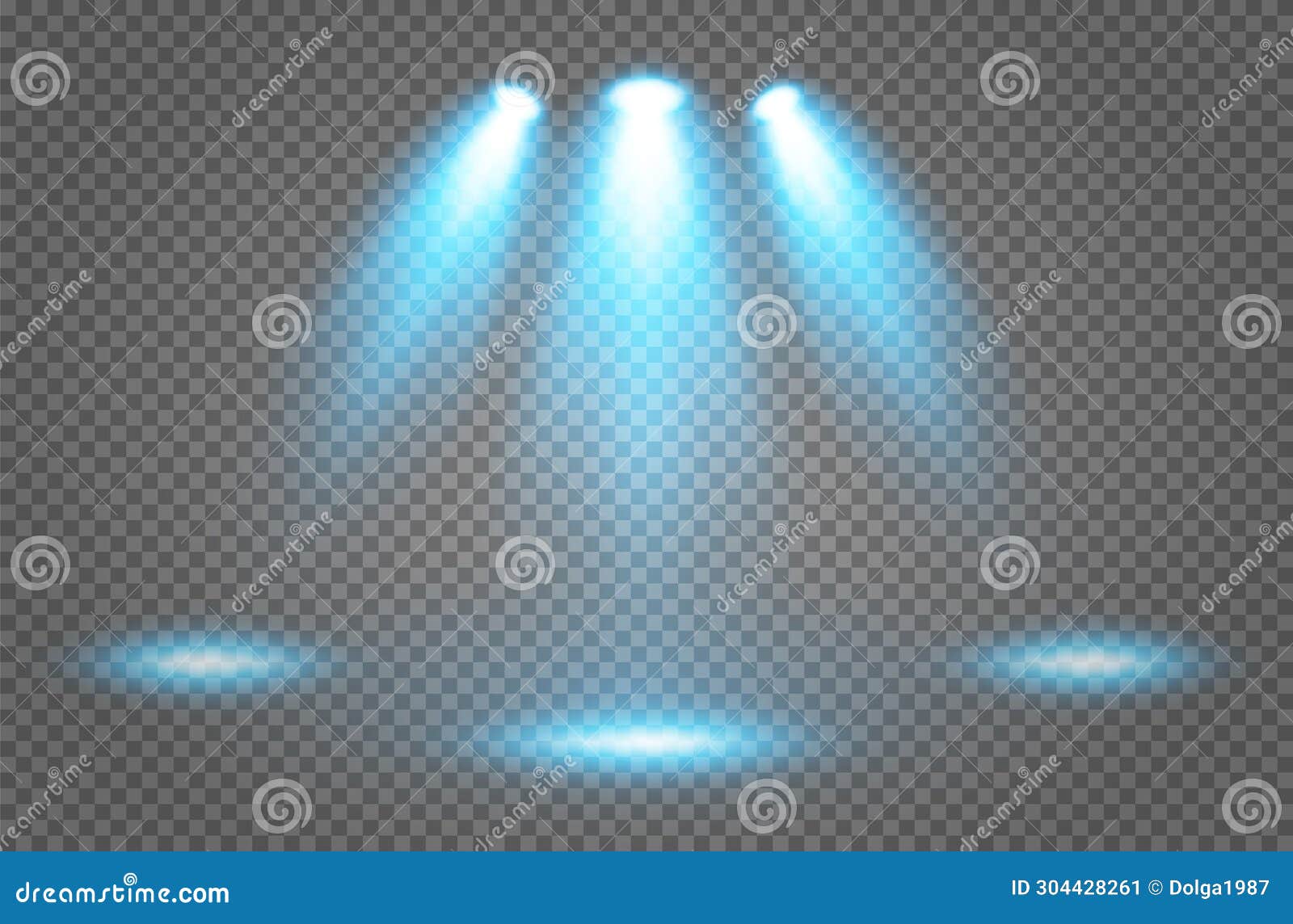 Glowing Blue Transparent Lighting Effects on a Transparent Background. Illuminated Stage ...