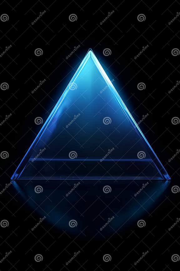 Glowing Blue Triangle on a Black Background. 3D Rendering Stock ...