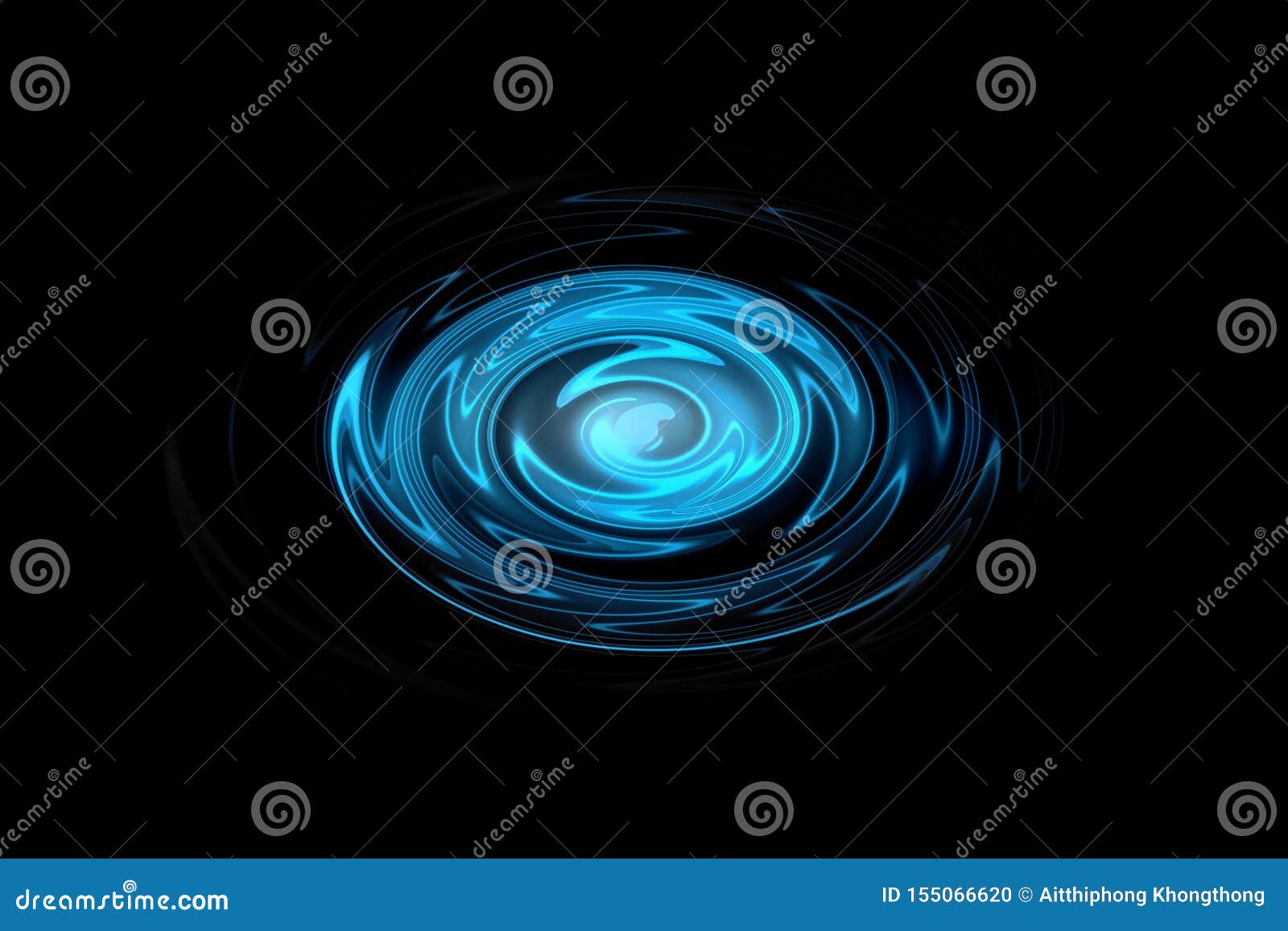 Glowing Blue Vortex with Light Effect on Black Backdrop, Abstract ...