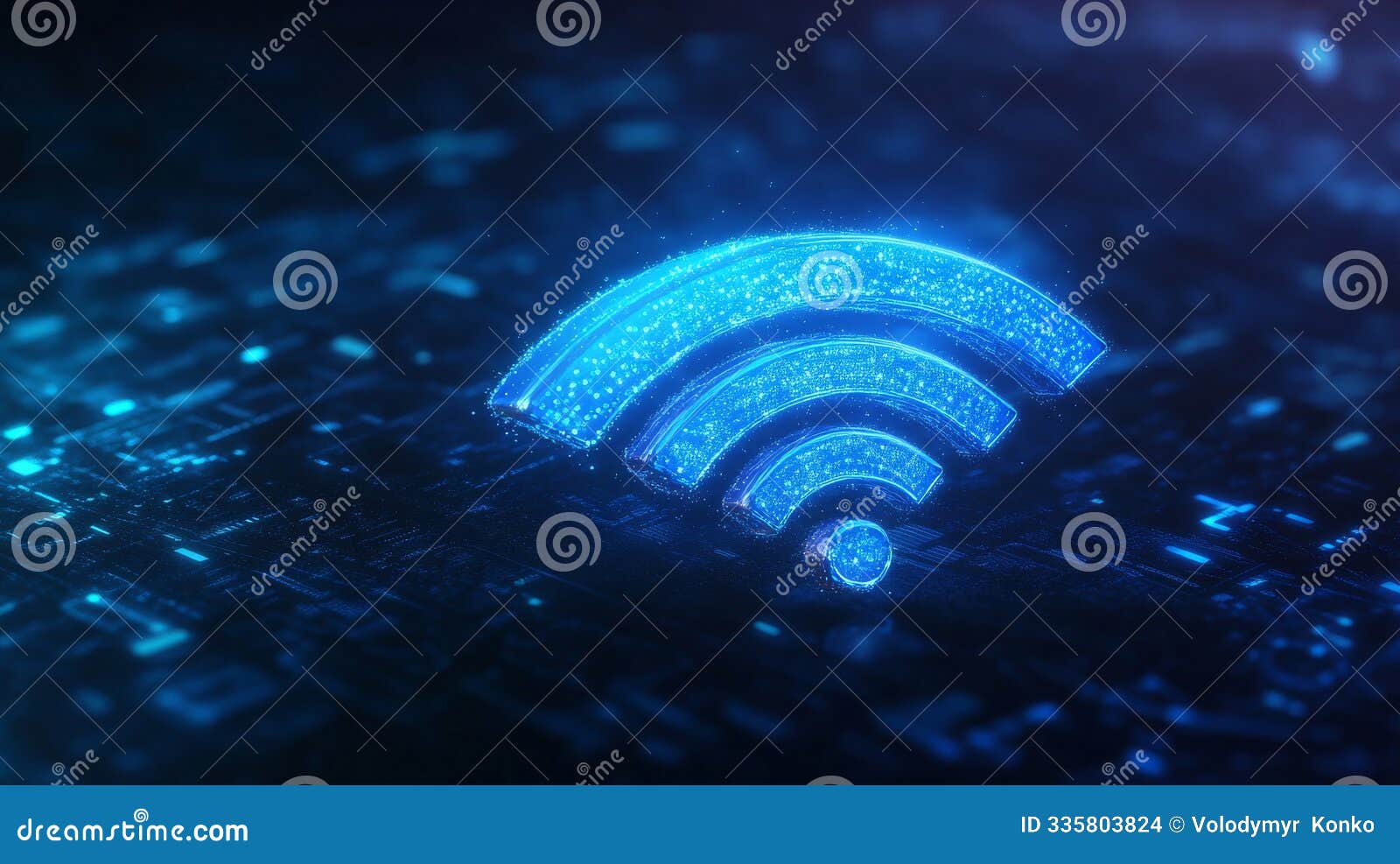 Glowing Blue Wifi Symbol on Digital Background, Technology Connection ...