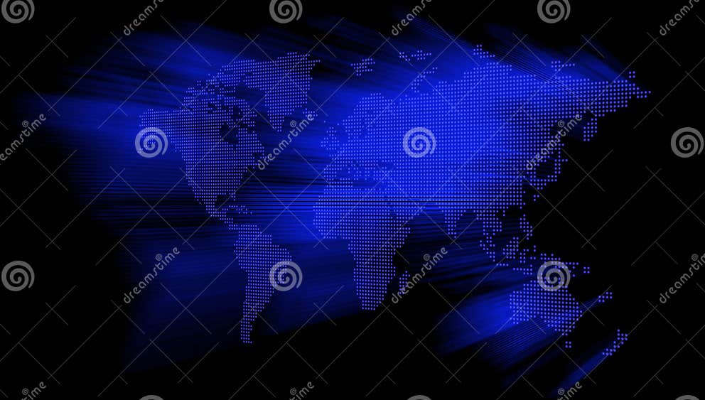 Glowing Blue World Map stock illustration. Illustration of design - 5789007