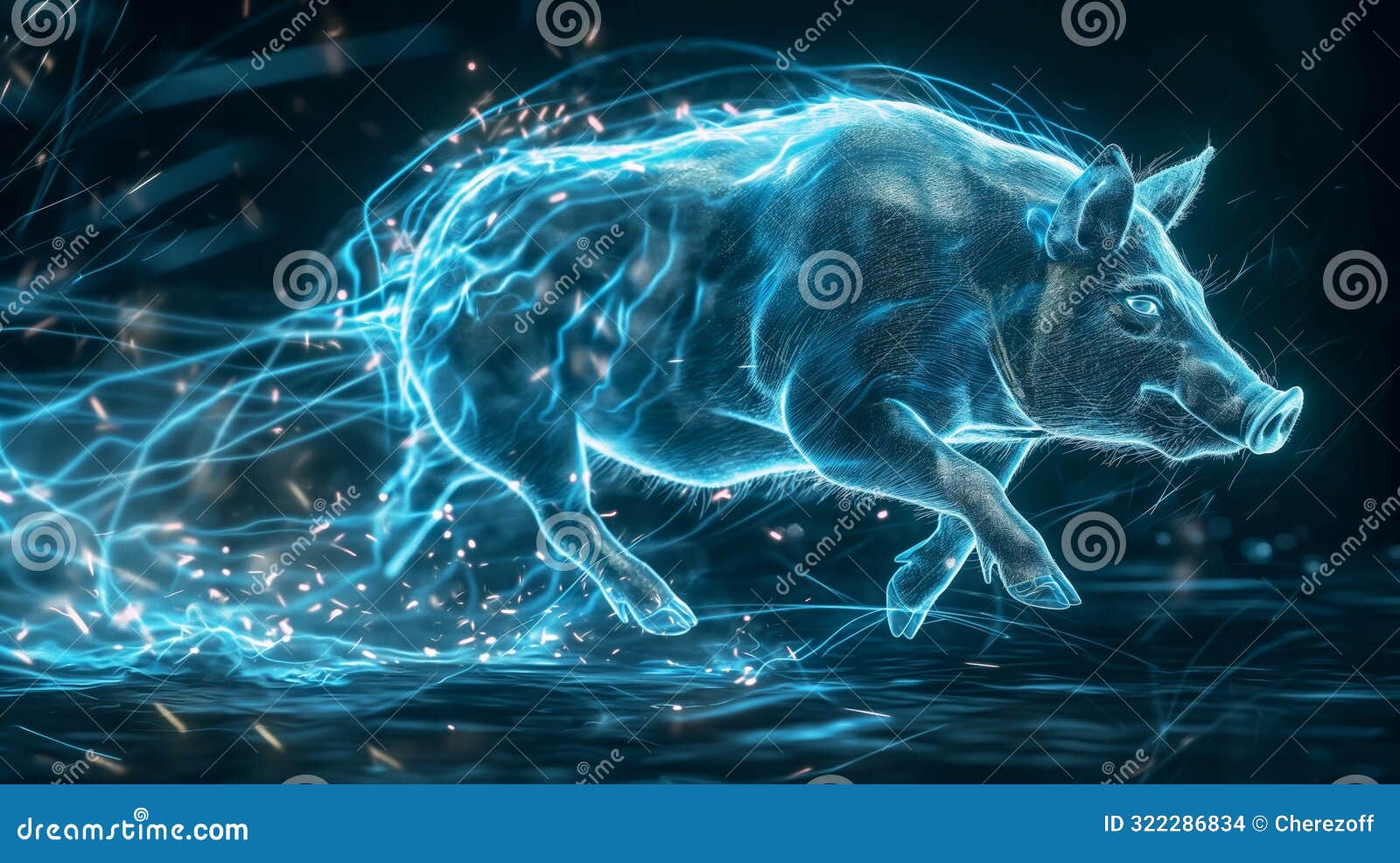 Glowing Boar in Motion stock photo. Image of wild, dynamic - 322286834