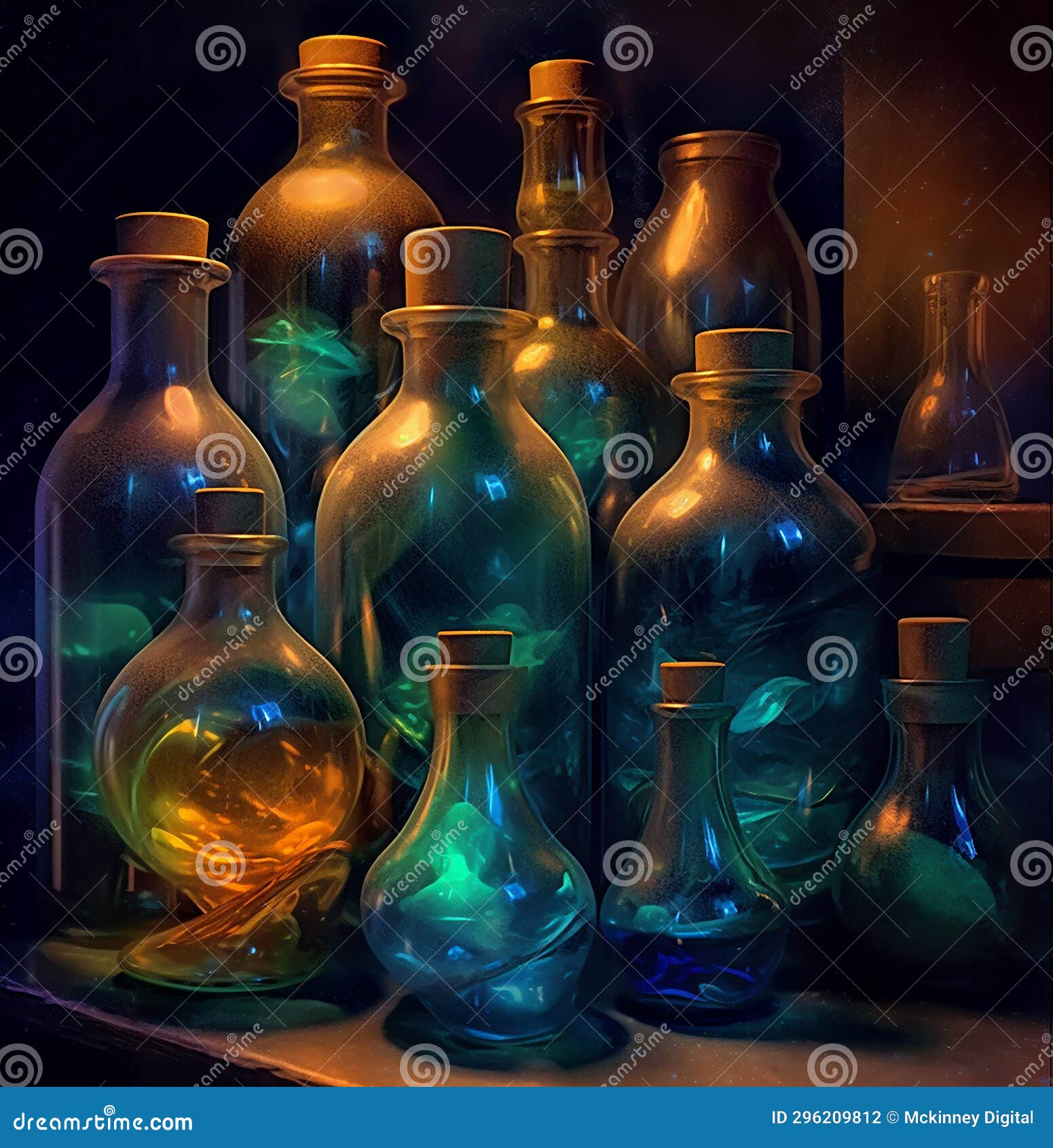 An Array of Multi Colored Glass Bottles. Created Using Ai Generative ...