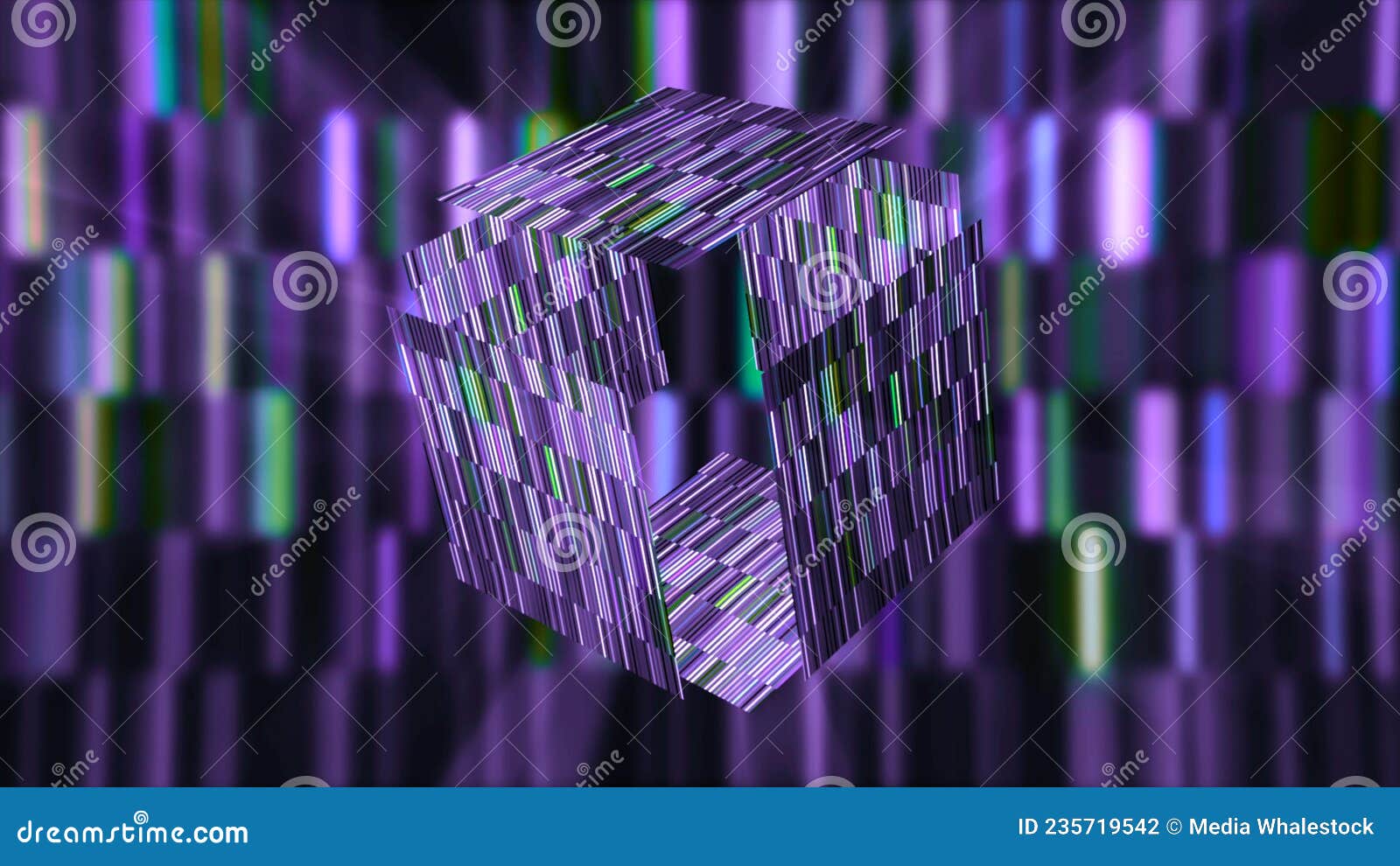 Glowing Box Opens in Cyberspace. Motion. Futuristic Empty Cube Opens on Background Shimmering ...