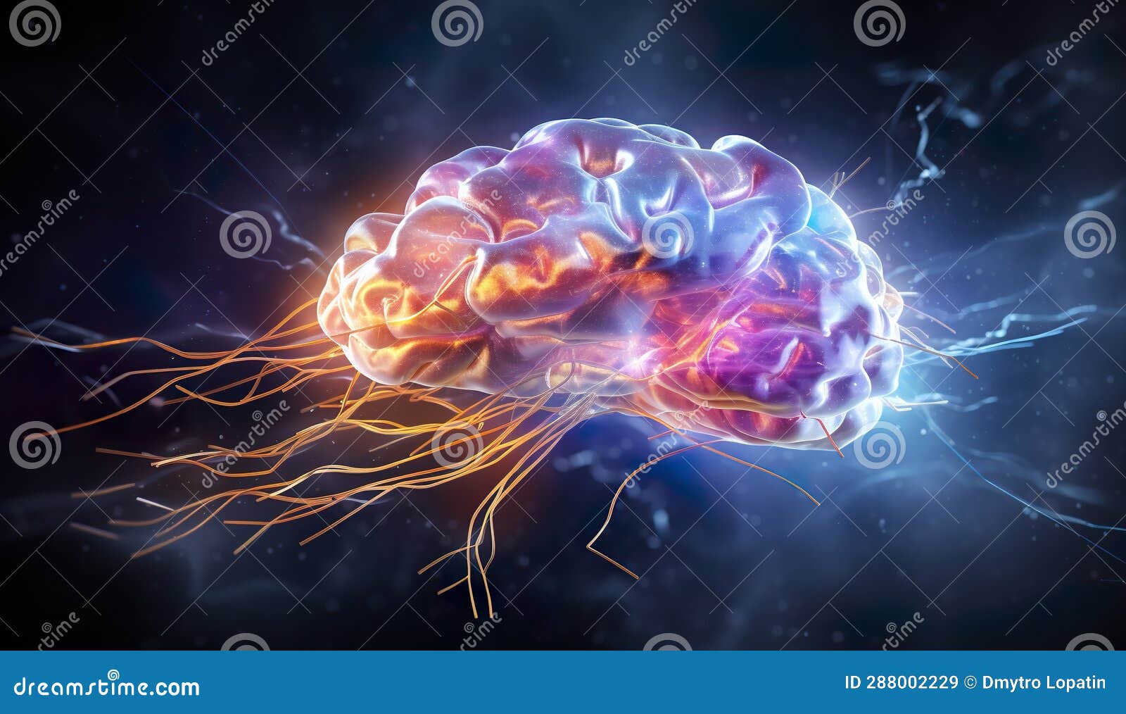 Glowing Brain on Colourful Background, Creativity and Intelligence ...