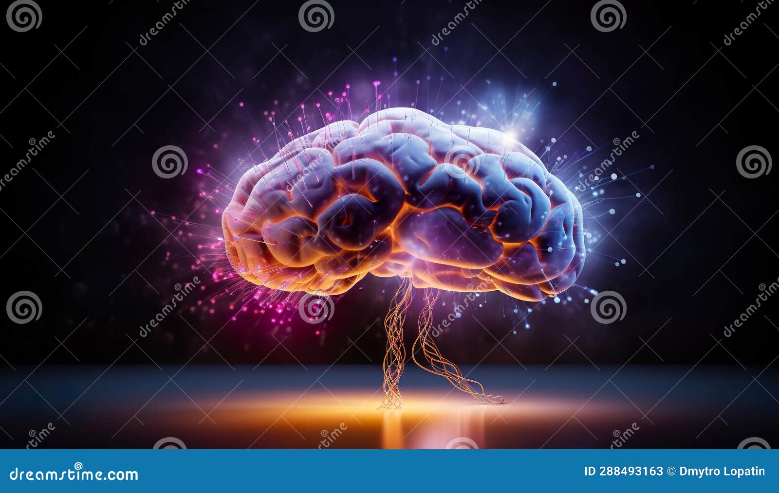 Glowing Brain on Colourful Background, Creativity and Intelligence ...