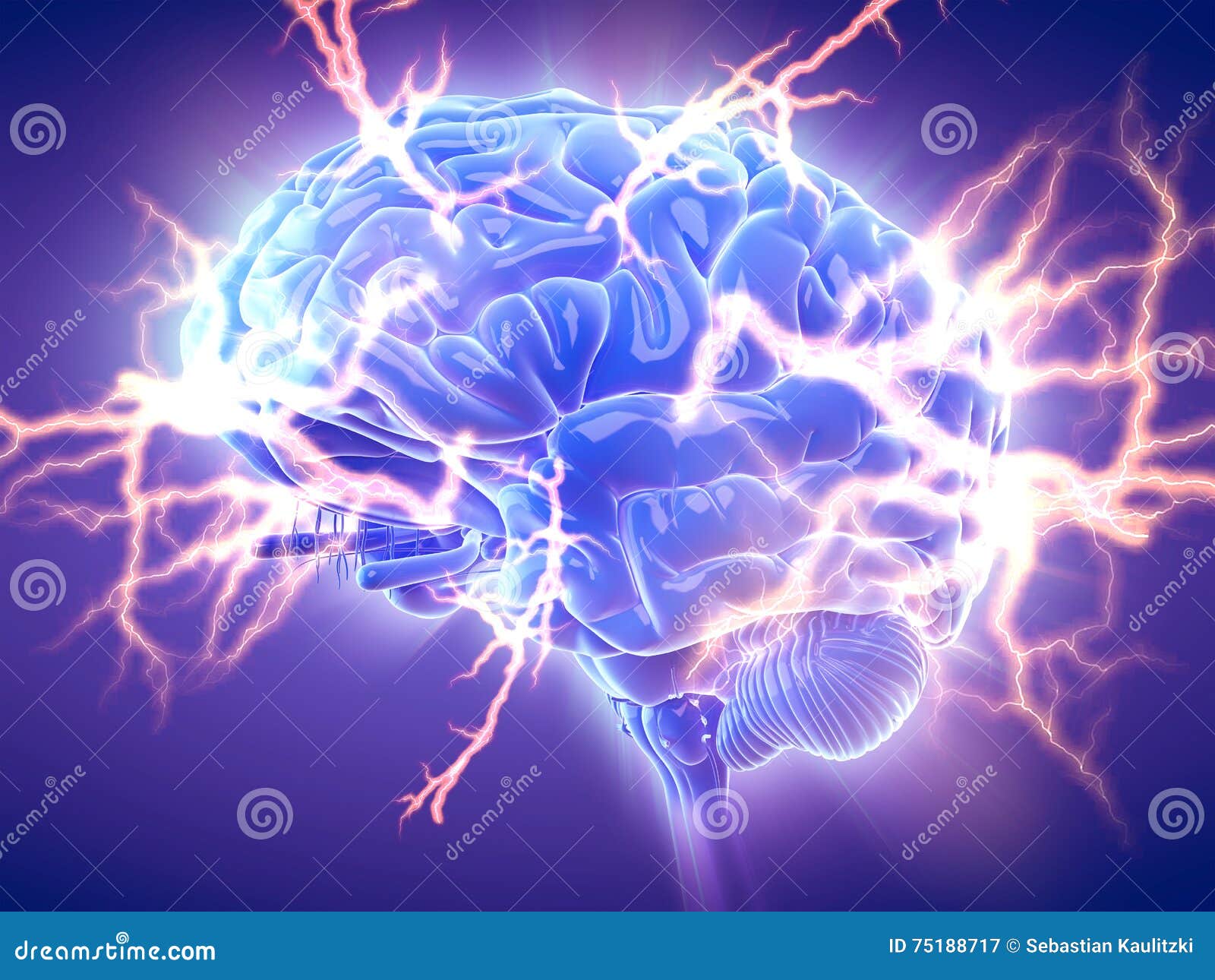 A glowing brain stock illustration. Illustration of background - 75188717