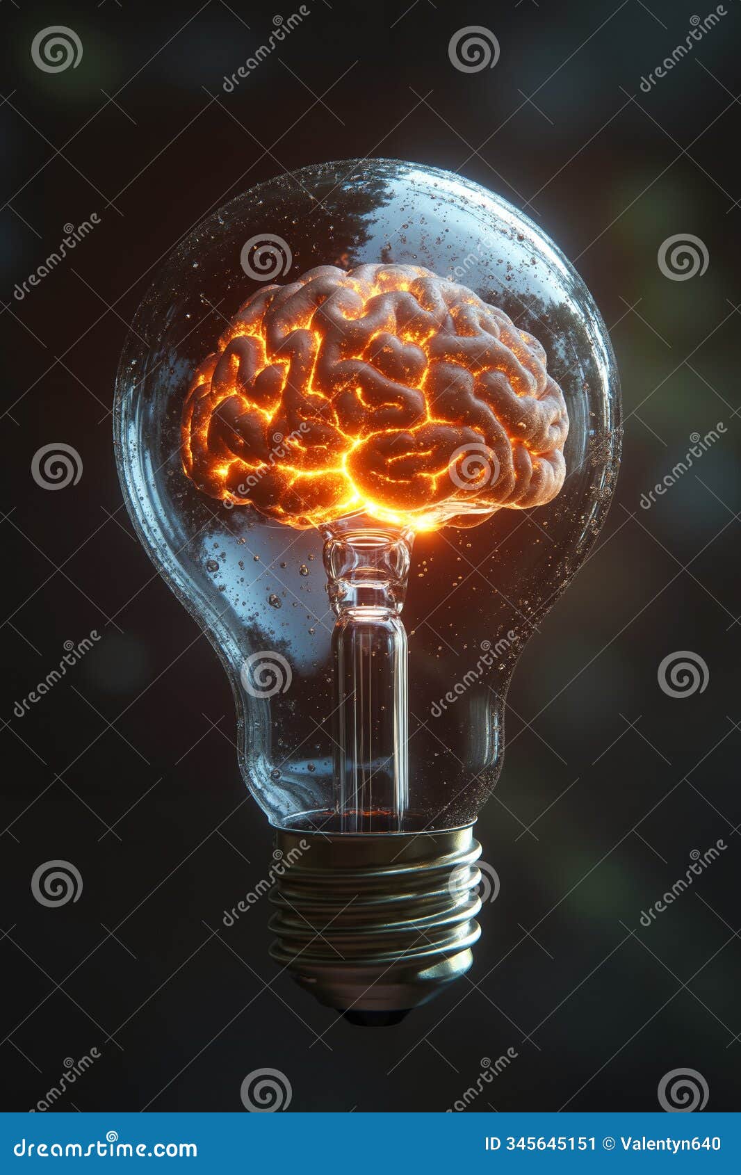 A Light Bulb with a Glowing Brain Inside of it Stock Image - Image of ...