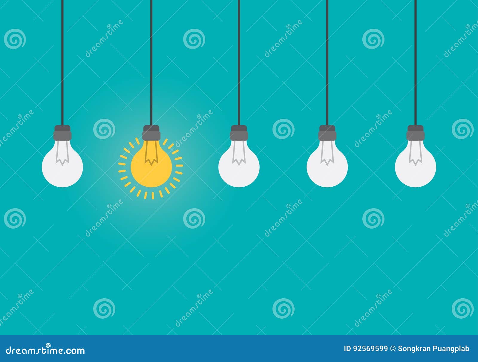 Bright Idea and Insight Concept with Light Bulb. Flat Style ...